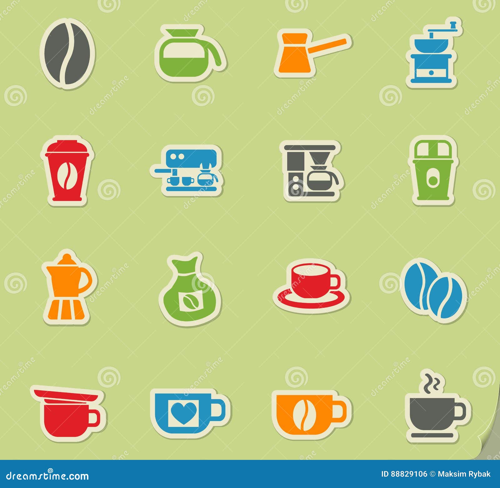 Coffee icon set stock illustration. Illustration of brewed - 88829106