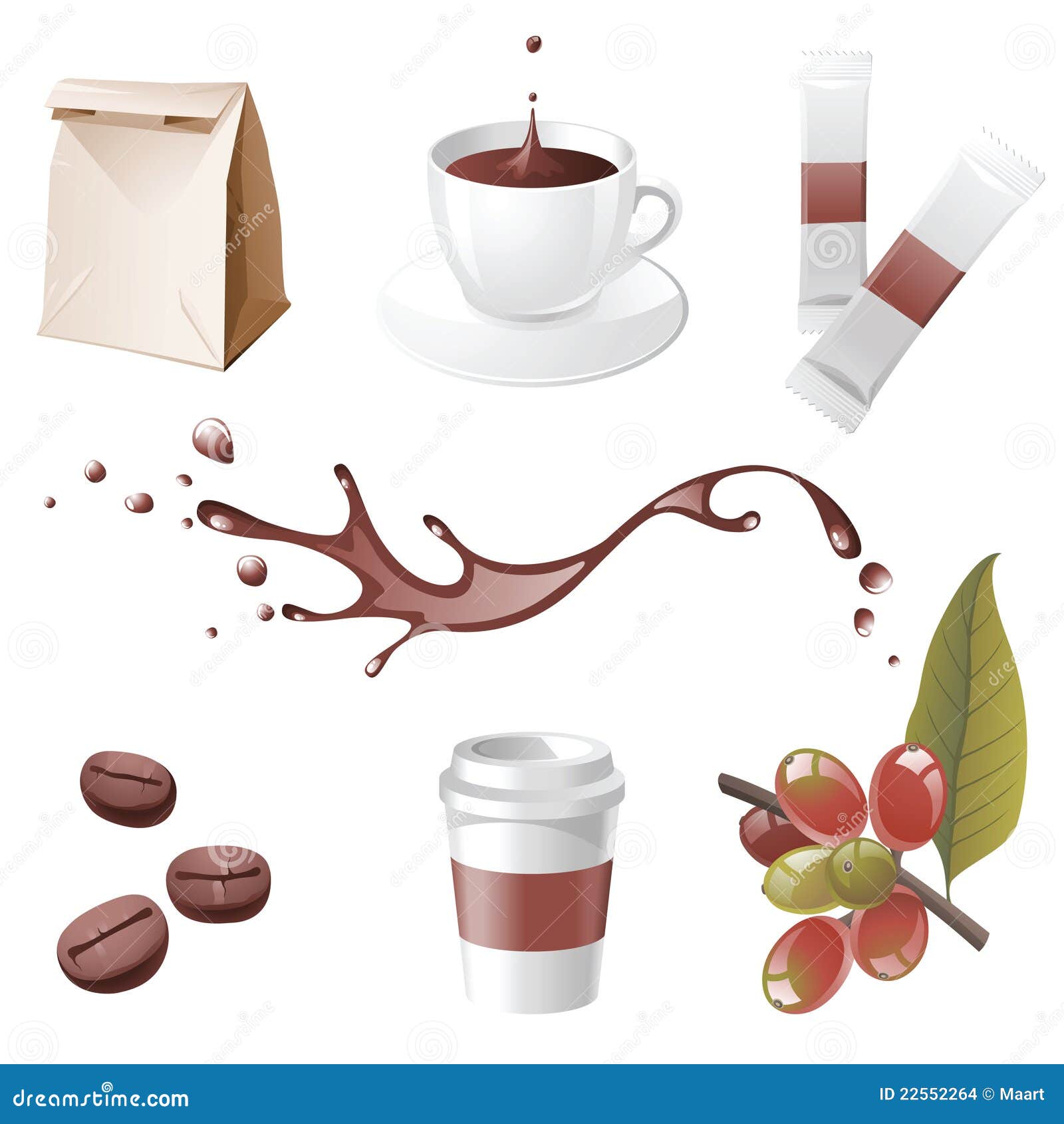 Coffee Icons, Design Templates For Coffee Ads With Retro Ingredient ...