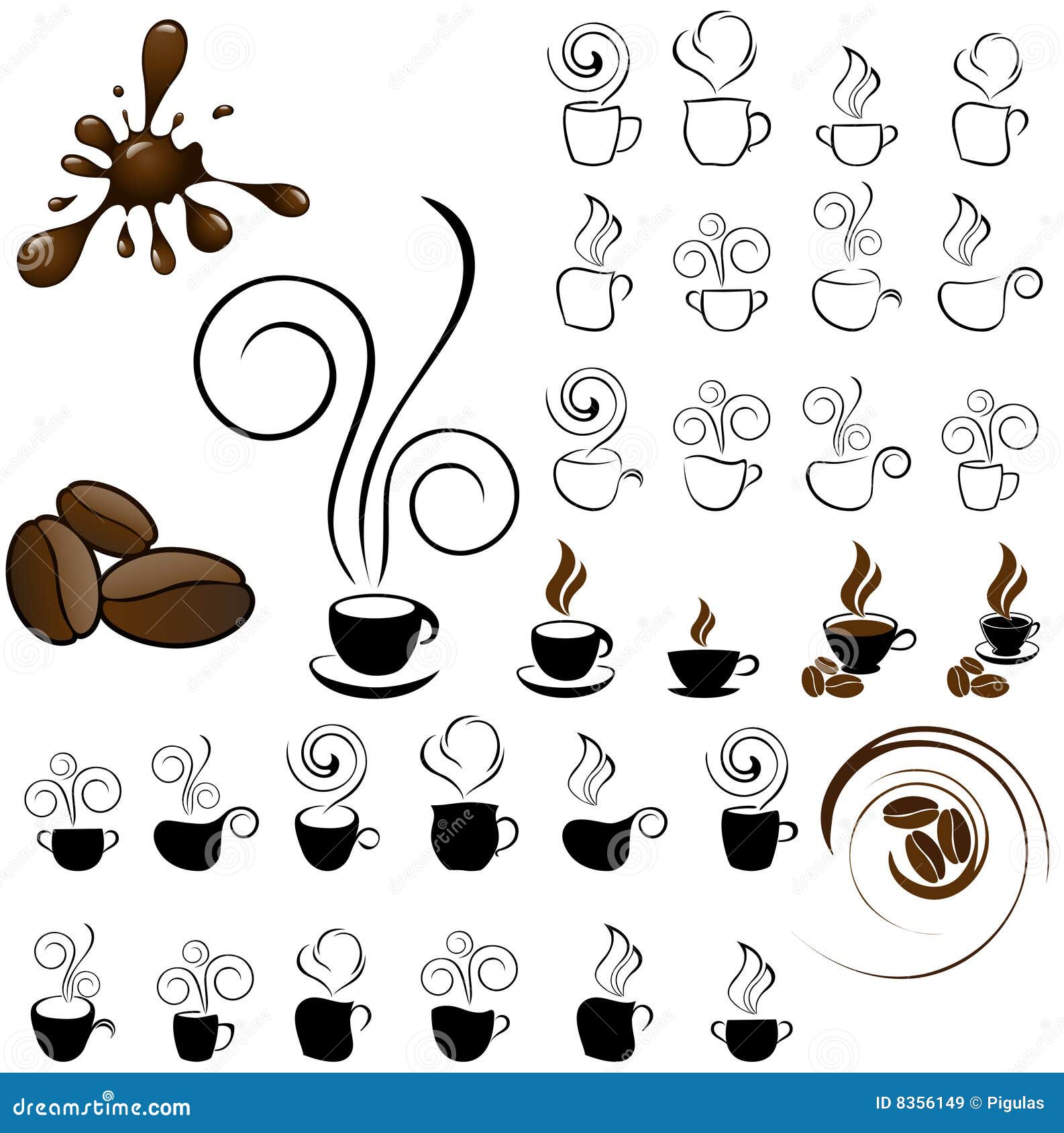 Coffee icons stock vector. Illustration of curve, objects - 8356149