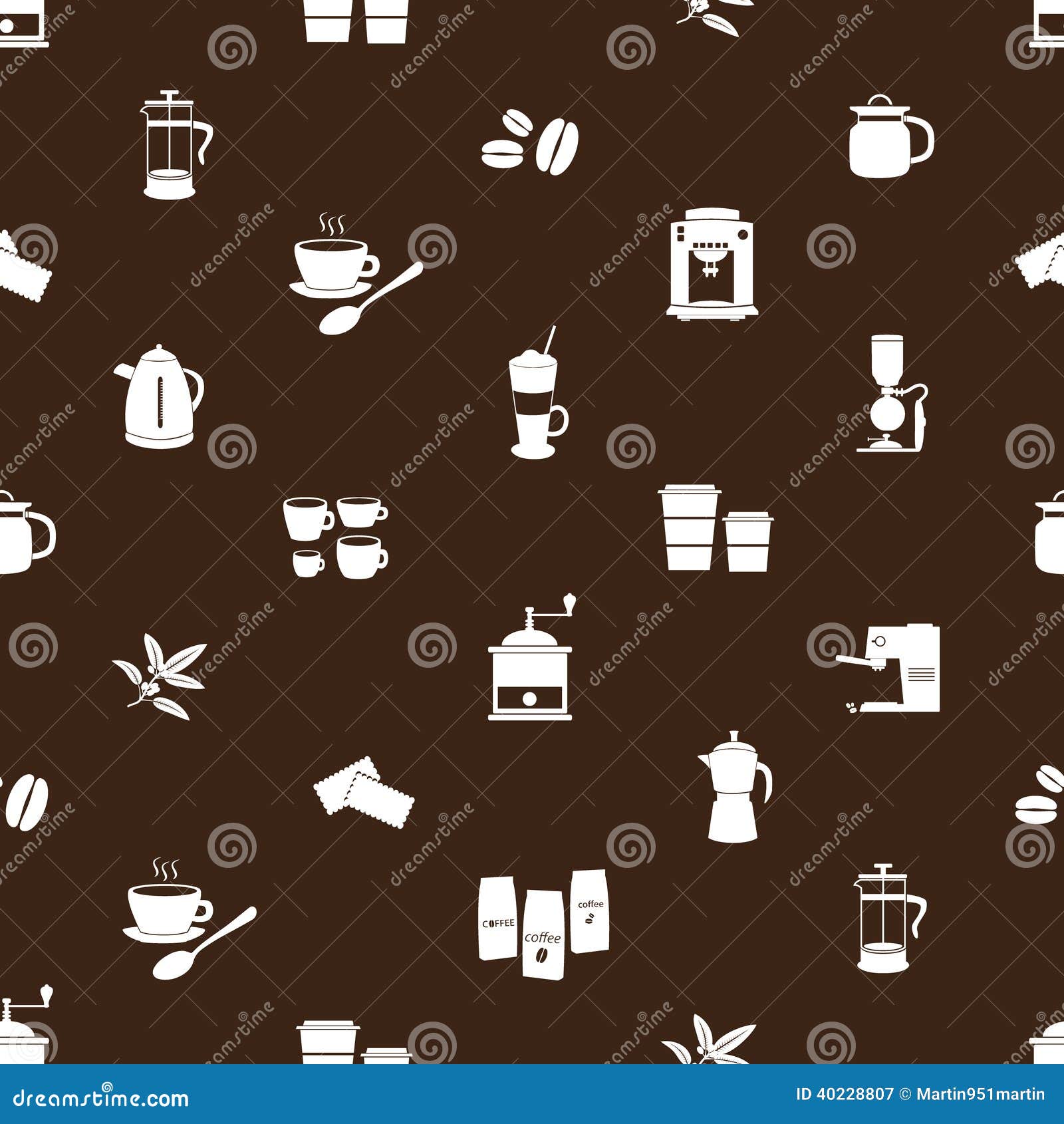 Coffee Icons Brown Pattern Eps10 Stock Vector - Illustration of fast ...