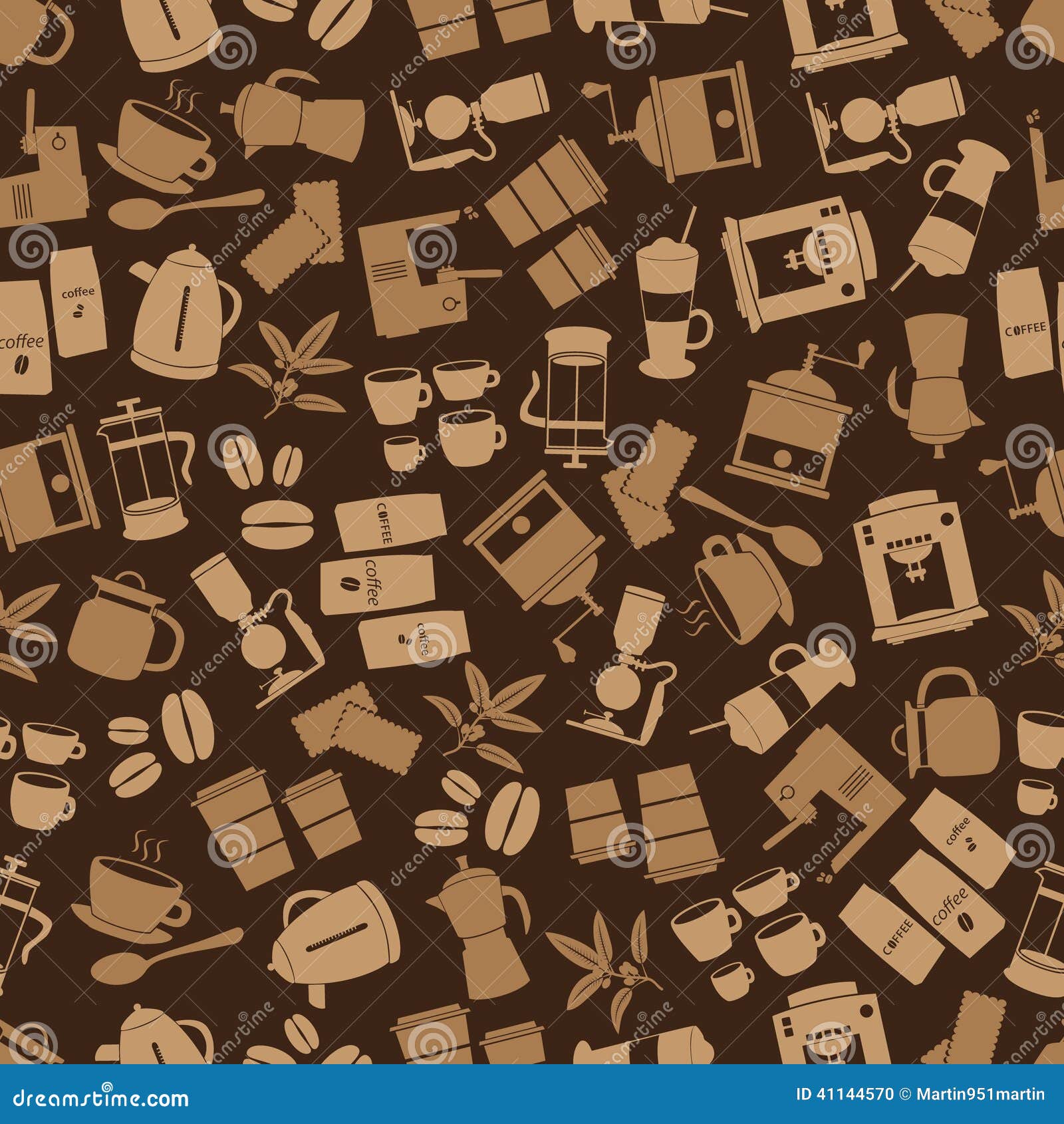Coffee Icons Brown Seamless Pattern Eps10 Stock Vector - Illustration ...