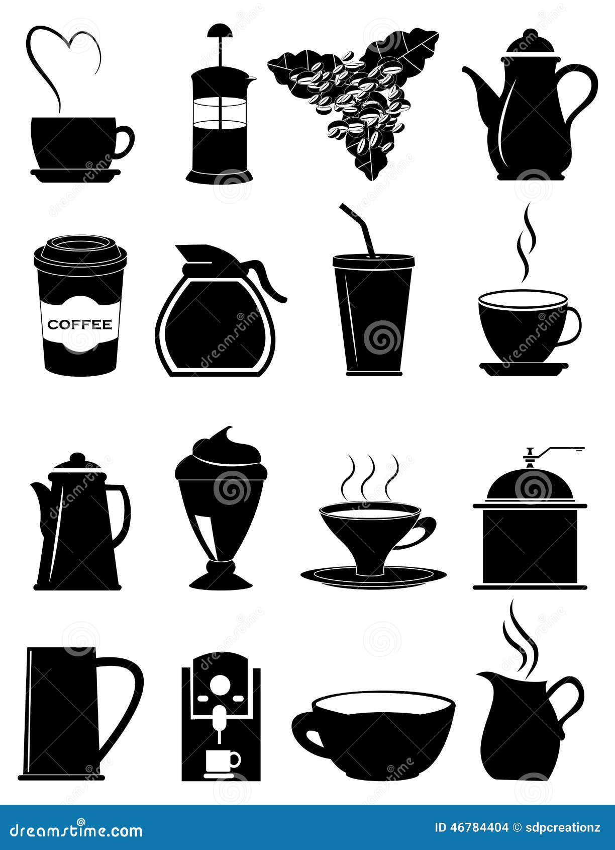 Coffee icons set stock vector. Illustration of energetic - 46784404