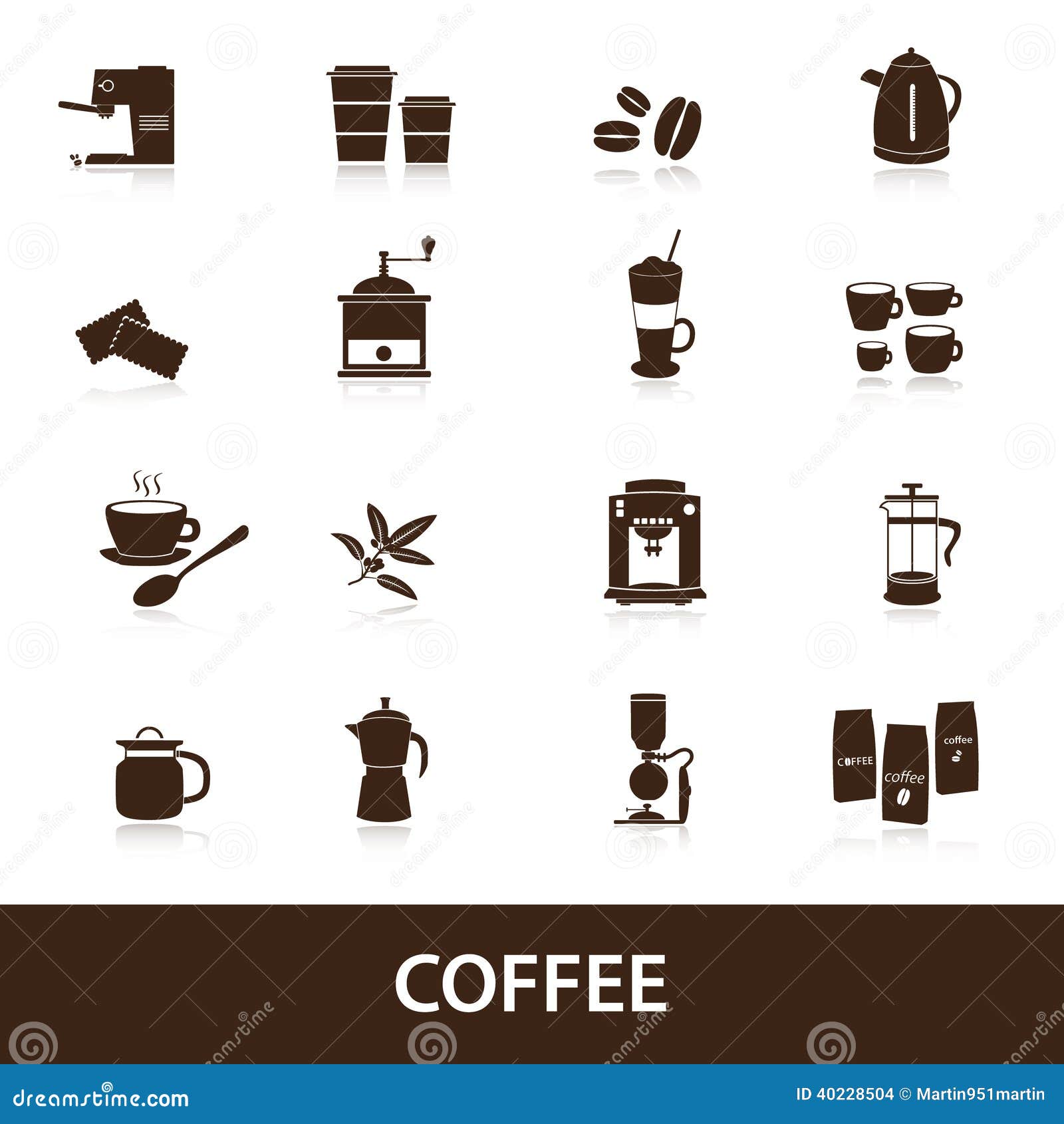 Coffee icons set eps10 stock vector. Illustration of beans - 40228504