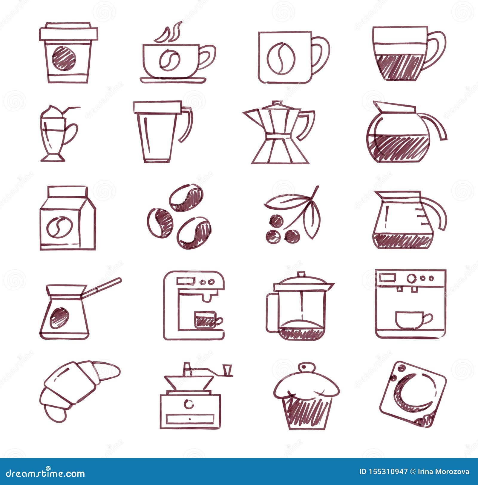Coffee Icons Set Hand Drawn with High Quality Vector Illustrator ...