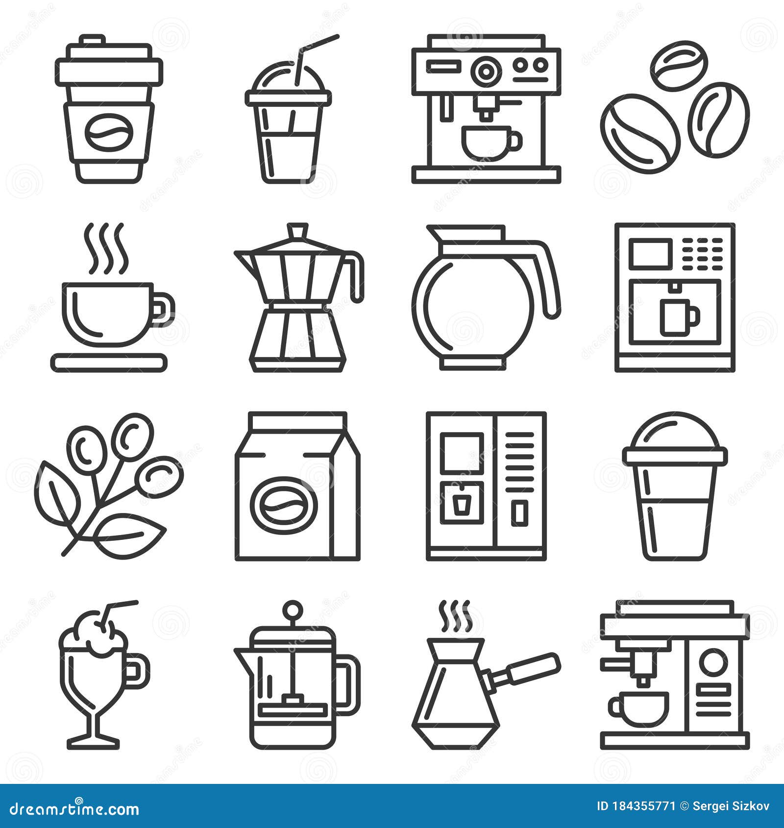 Coffee Icons In The Form Of A Stamp Cartoon Vector | CartoonDealer.com ...