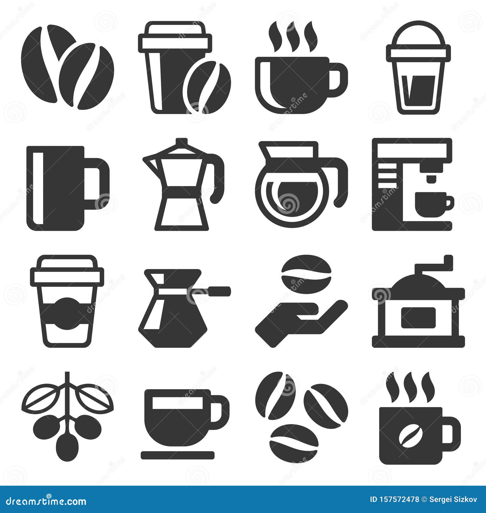 Coffee Icons Set on White Background. Vector Stock Vector ...