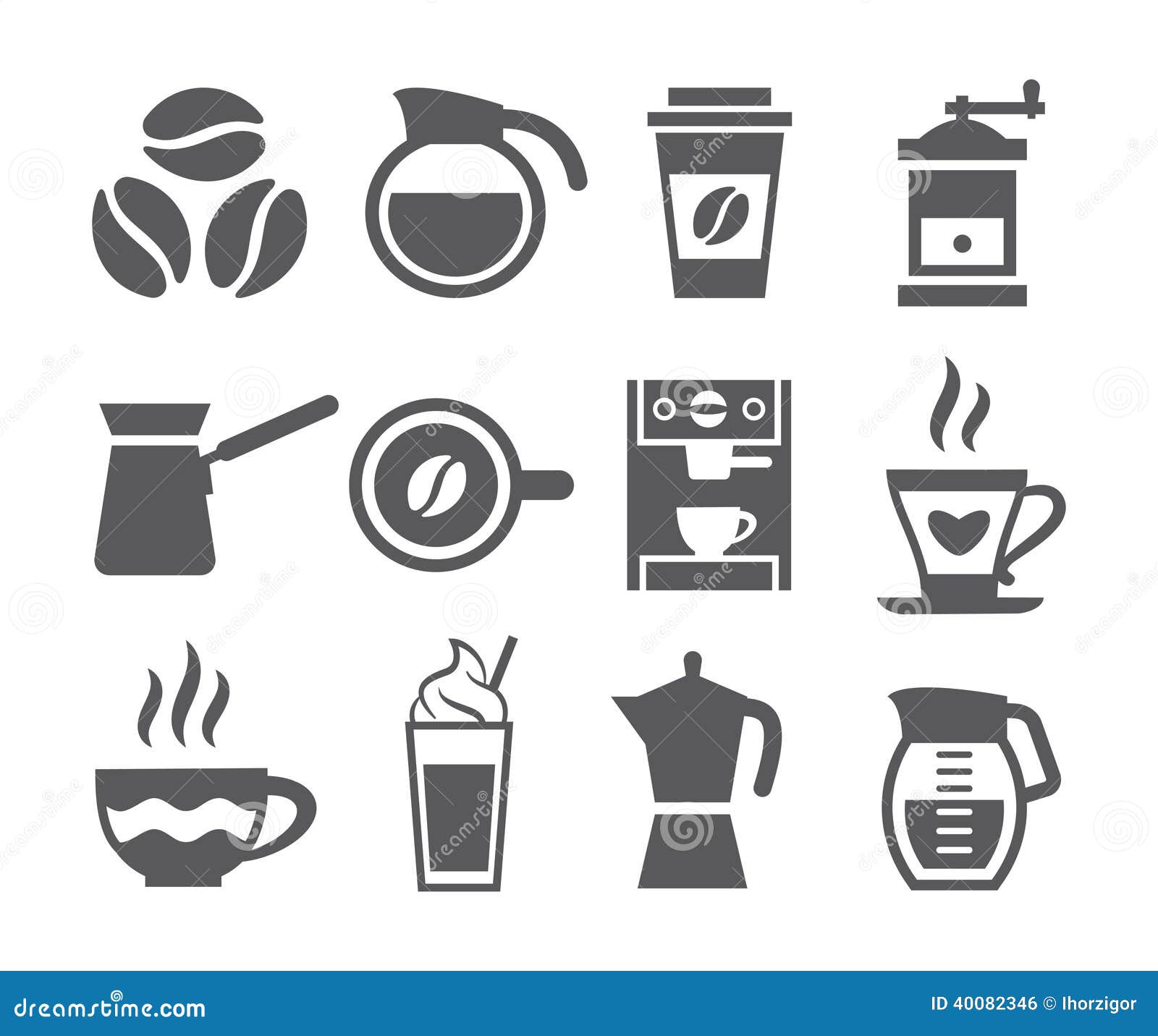 Icons Coffee Bean Cup Maker Syphon Collection Cartoon Vector ...