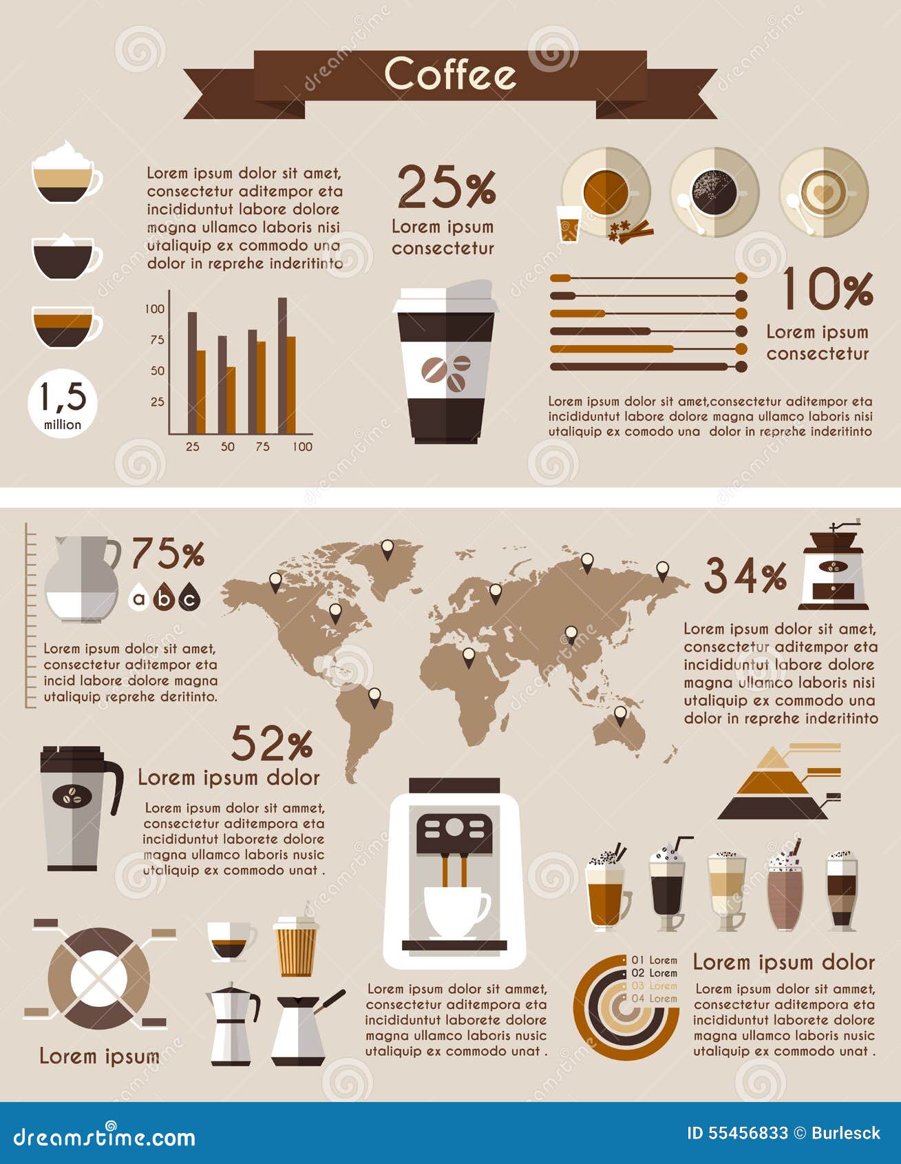 Coffee infographic stock vector. Illustration of chart - 55456833