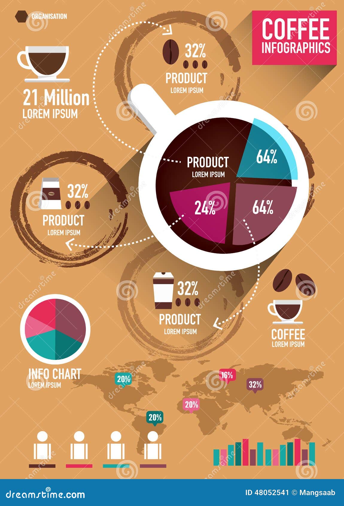 Coffee infographics. stock vector. Illustration of infographics - 48052541