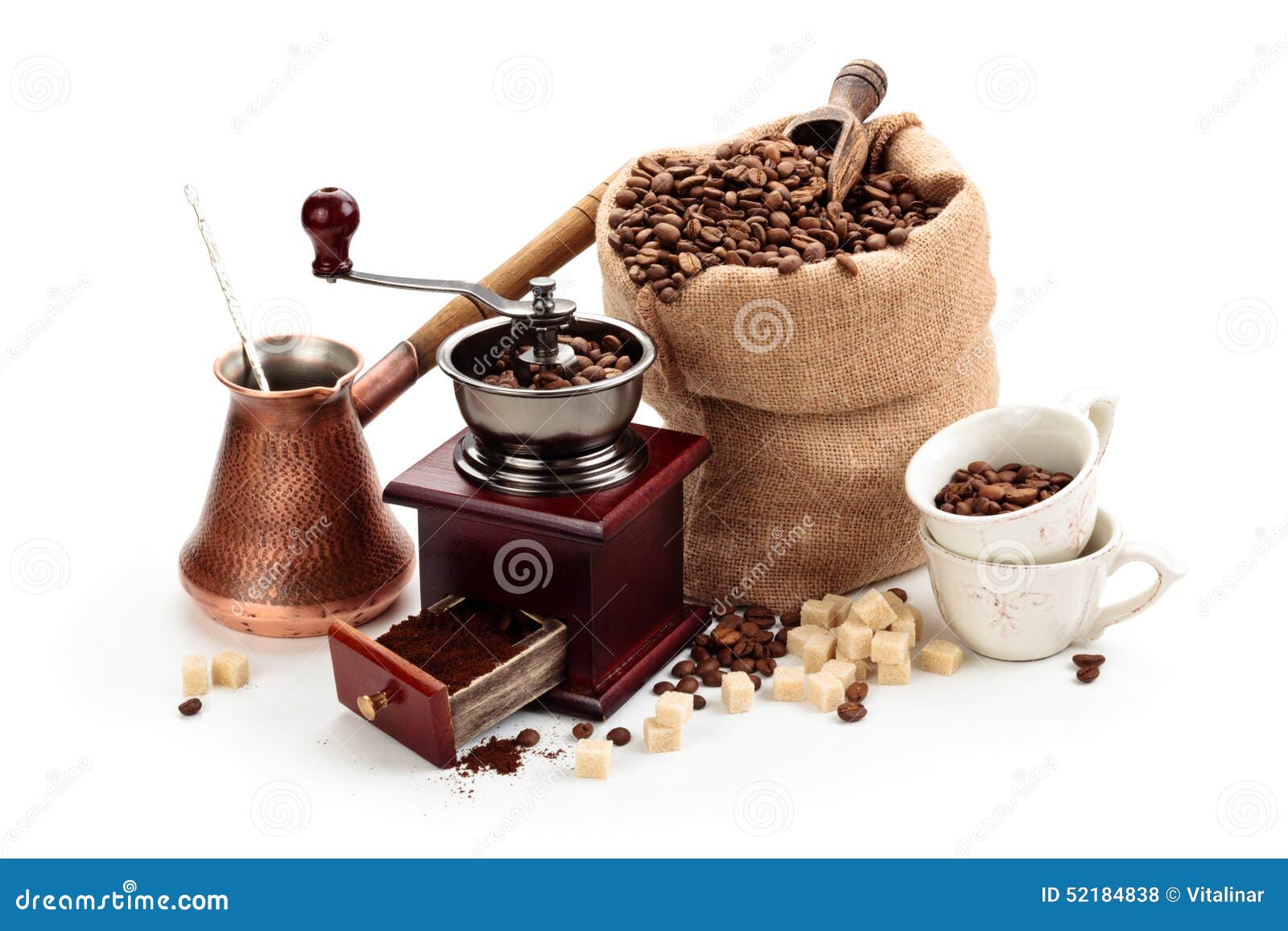 Coffee ingredients. stock photo. Image of aroma, equipment - 52184838