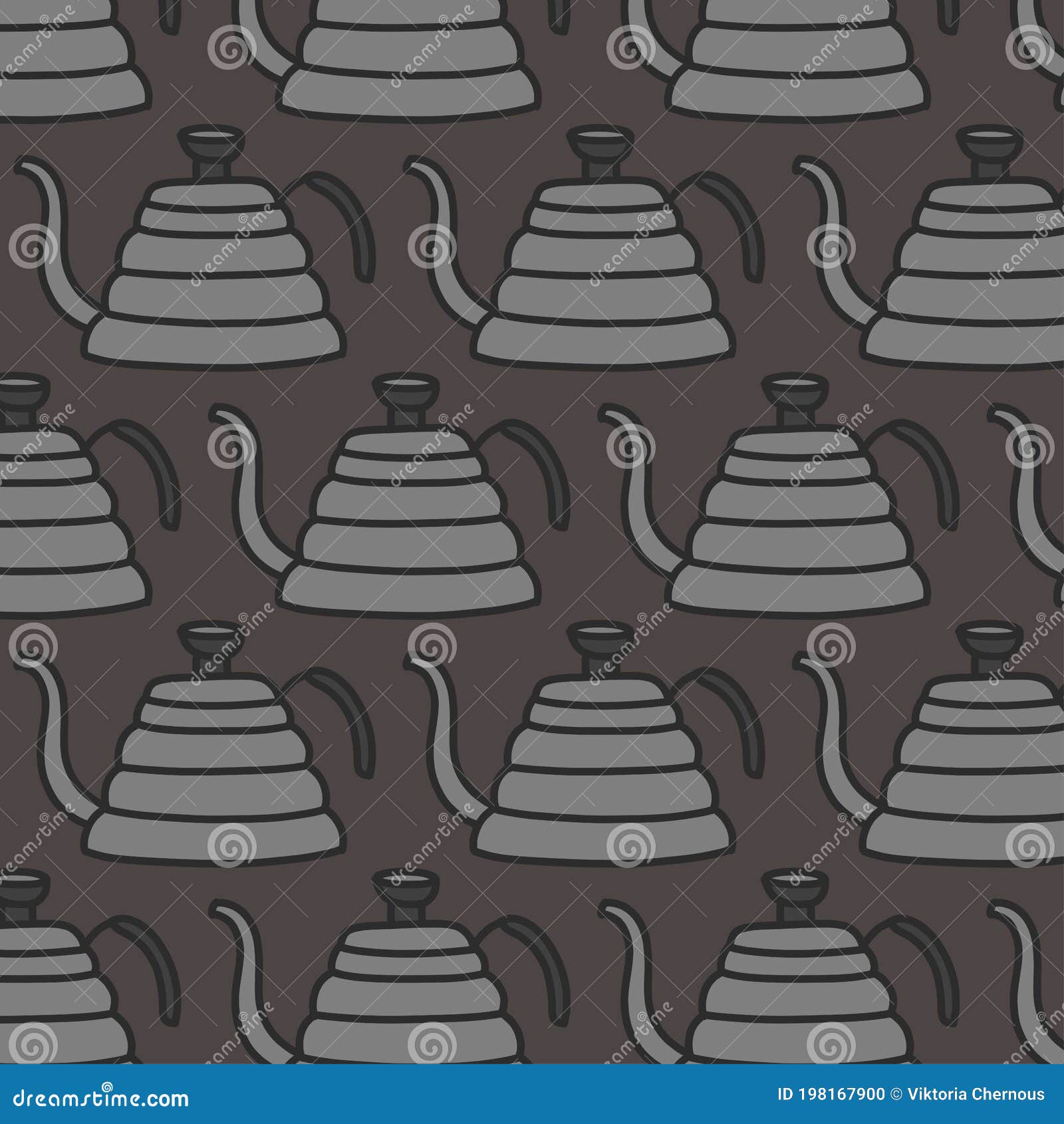 Coffee Kettle Seamless Doodle Pattern, Vector Color Illustration Stock ...