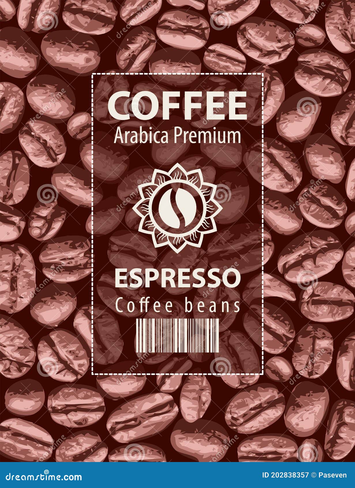 Coffee Label with Barcodes and Coffee Beans Stock Vector - Illustration ...