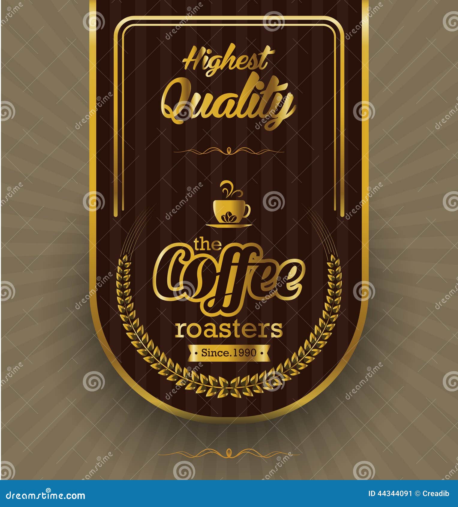 Coffee Label Design Over Vintage Background Stock Vector - Illustration ...