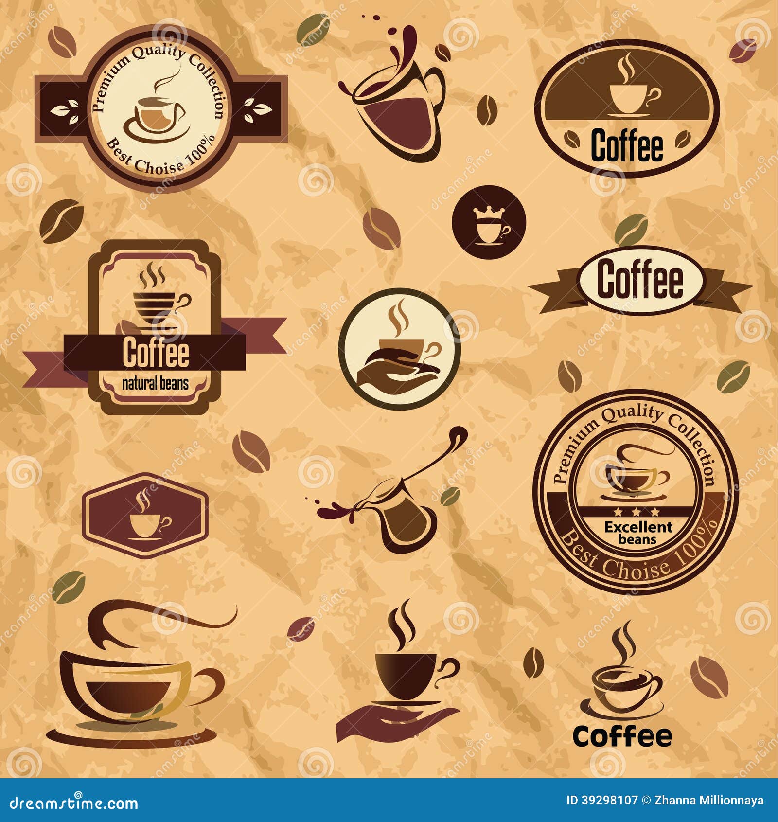 Coffee Label, Emblems Collection Stock Vector - Illustration of stamp ...