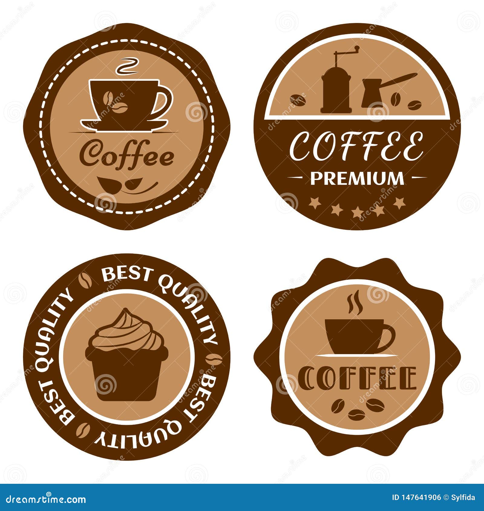Coffee Label Set, Cafe Logo, Vector Stock Illustration - Illustration ...