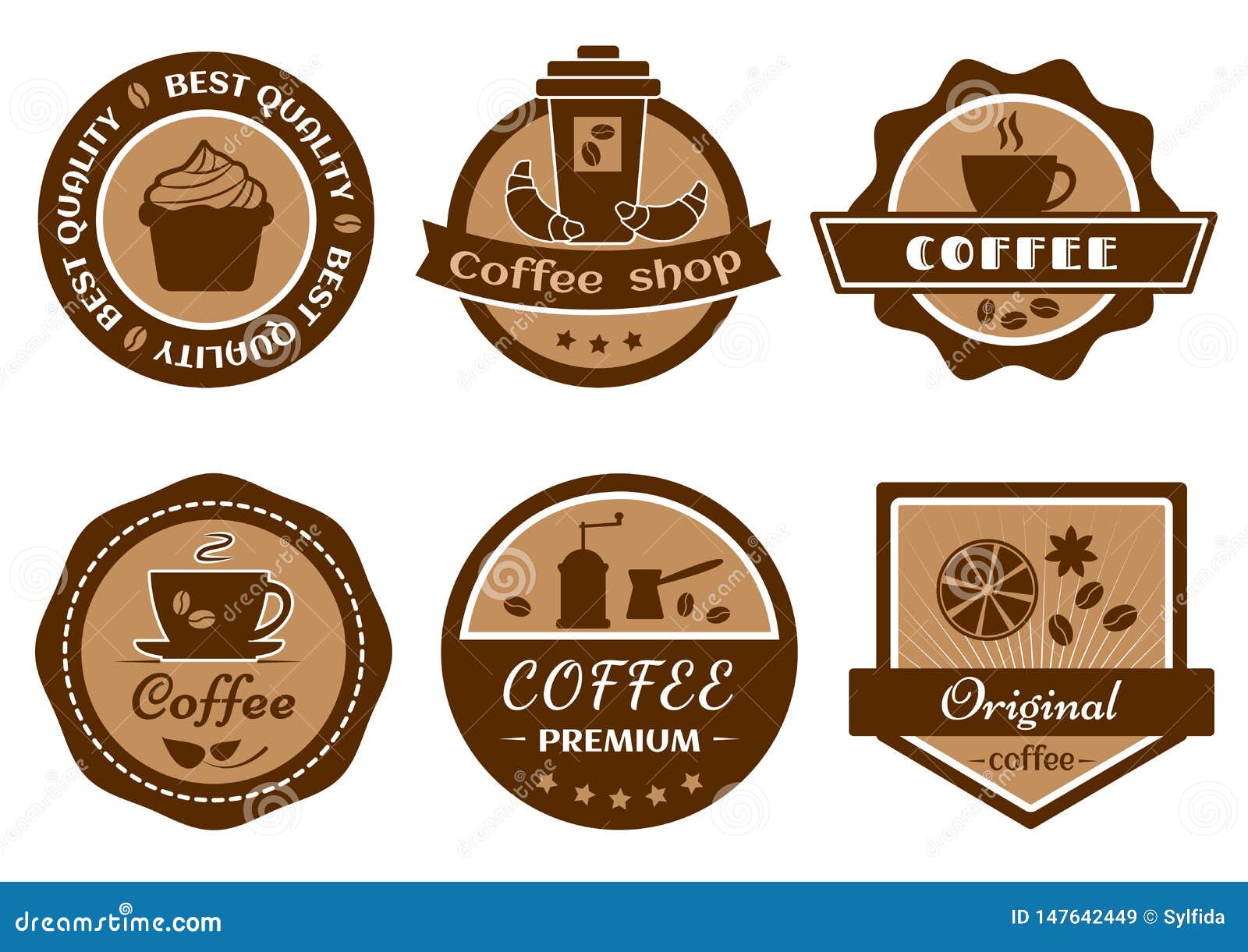 Coffee Label Set, Cafe Logo, Vector Stock Illustration - Illustration ...
