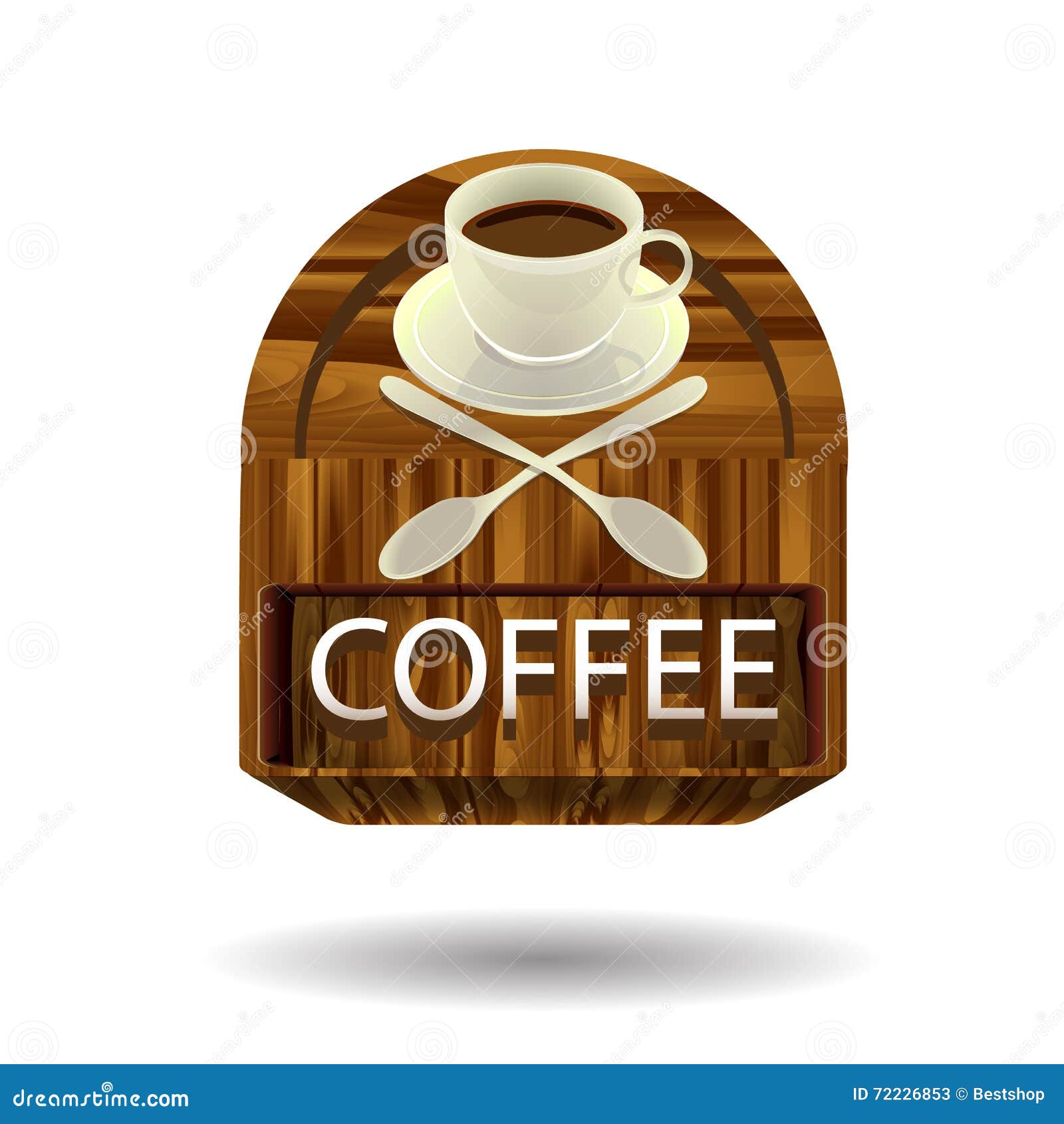 Coffee Label on on Wood Texture Stock Vector - Illustration of emblem ...