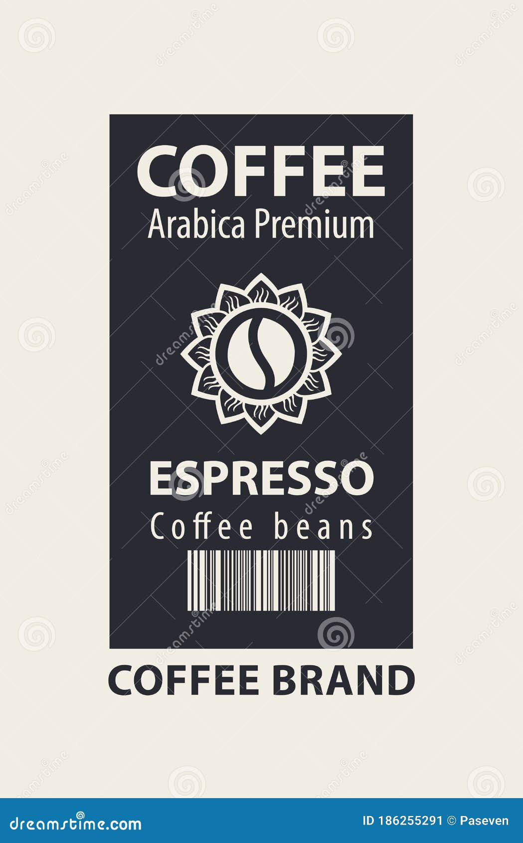 Coffee Labels with Cups, Barcodes and Coffee Beans Stock Vector ...