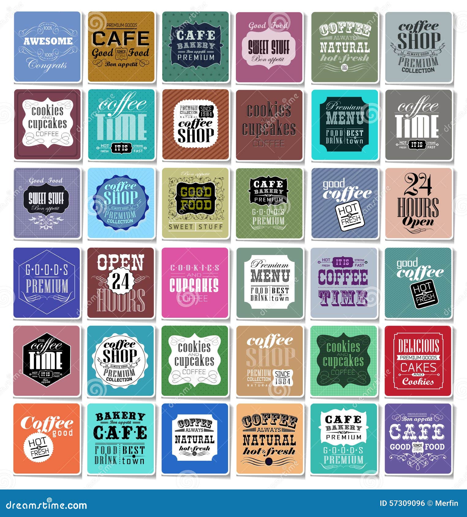 Coffee labels and elements stock vector. Illustration of border - 57309096