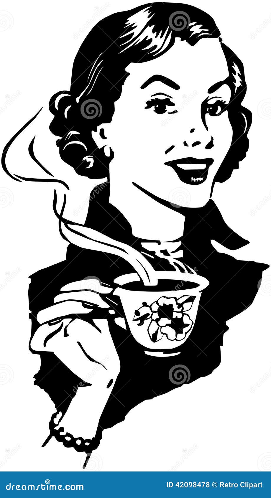 Coffee Lady stock vector. Illustration of fifties, contented - 42098478