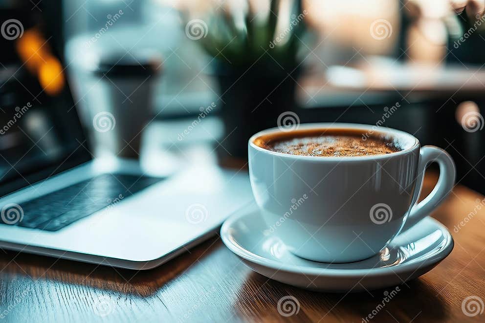 Coffee and Laptop - Perfect Combination for Work or Relaxation Stock ...