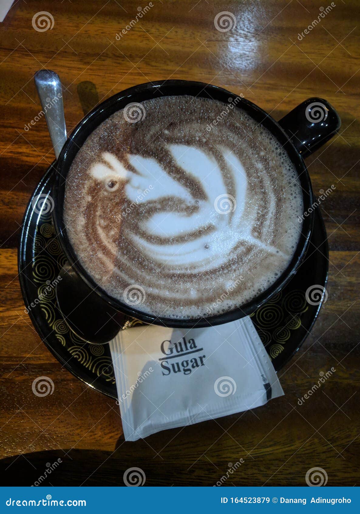 Coffee Late Art, Coffee Late with Black Cup Stock Image - Image of ...