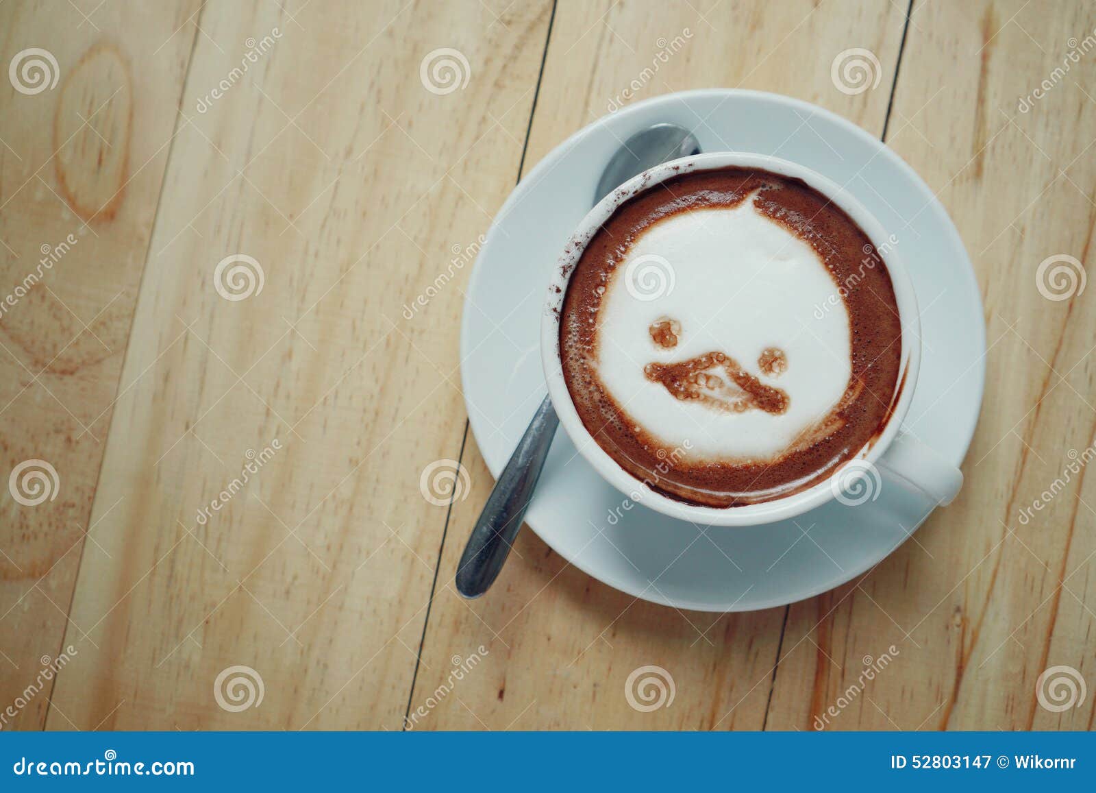 Coffee latte art stock image. Image of face, latte, table - 52803147