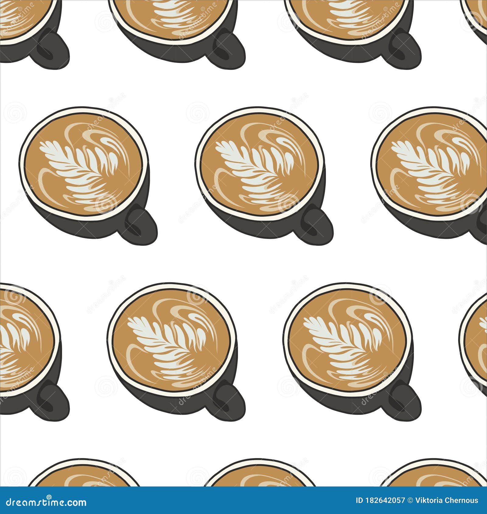 Coffee Latte Art Seamless Pattern, Vector Illustration Stock ...