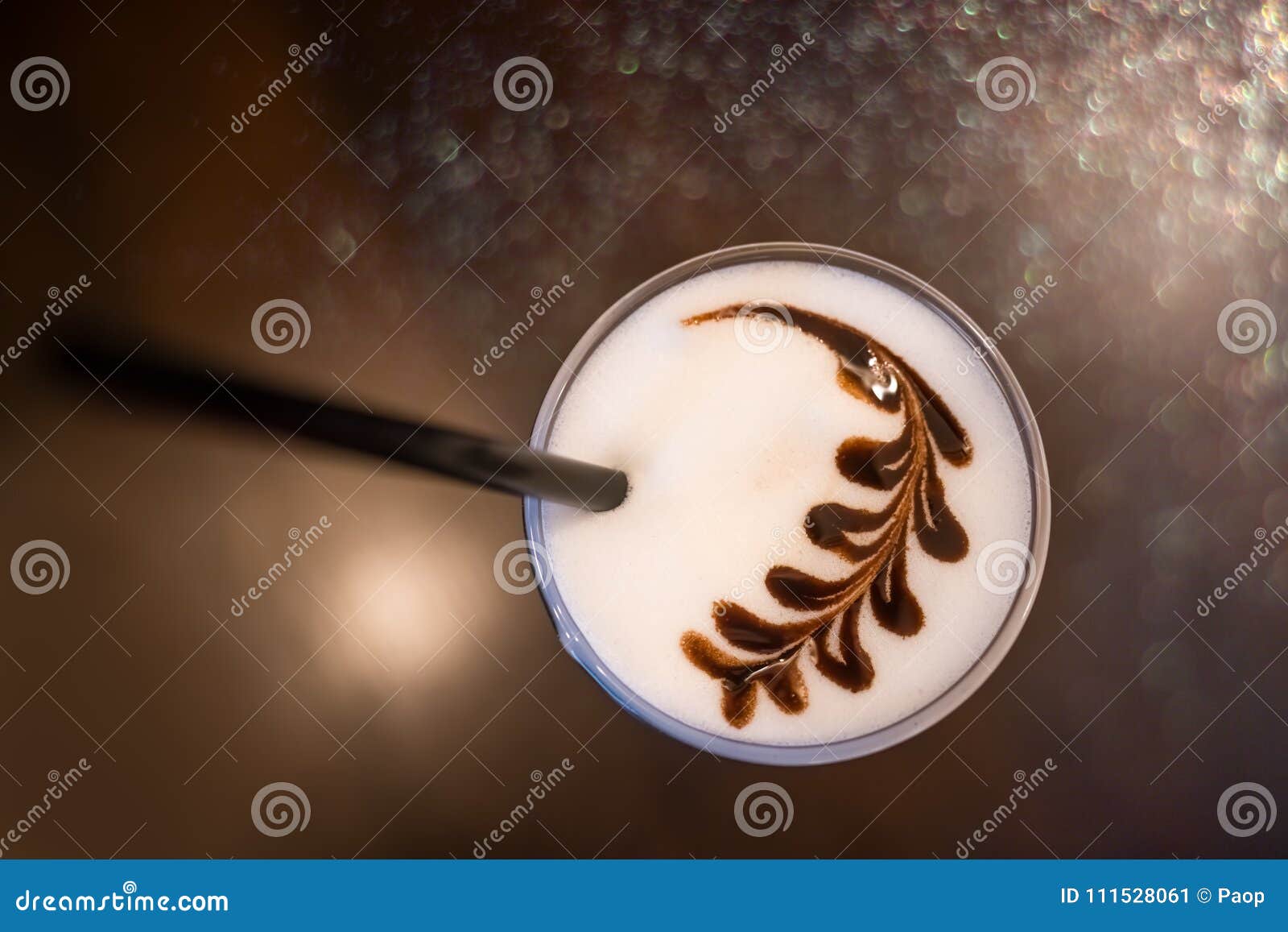 Coffee Latte with a Leaf Pattern on the Froth Stock Image - Image of ...