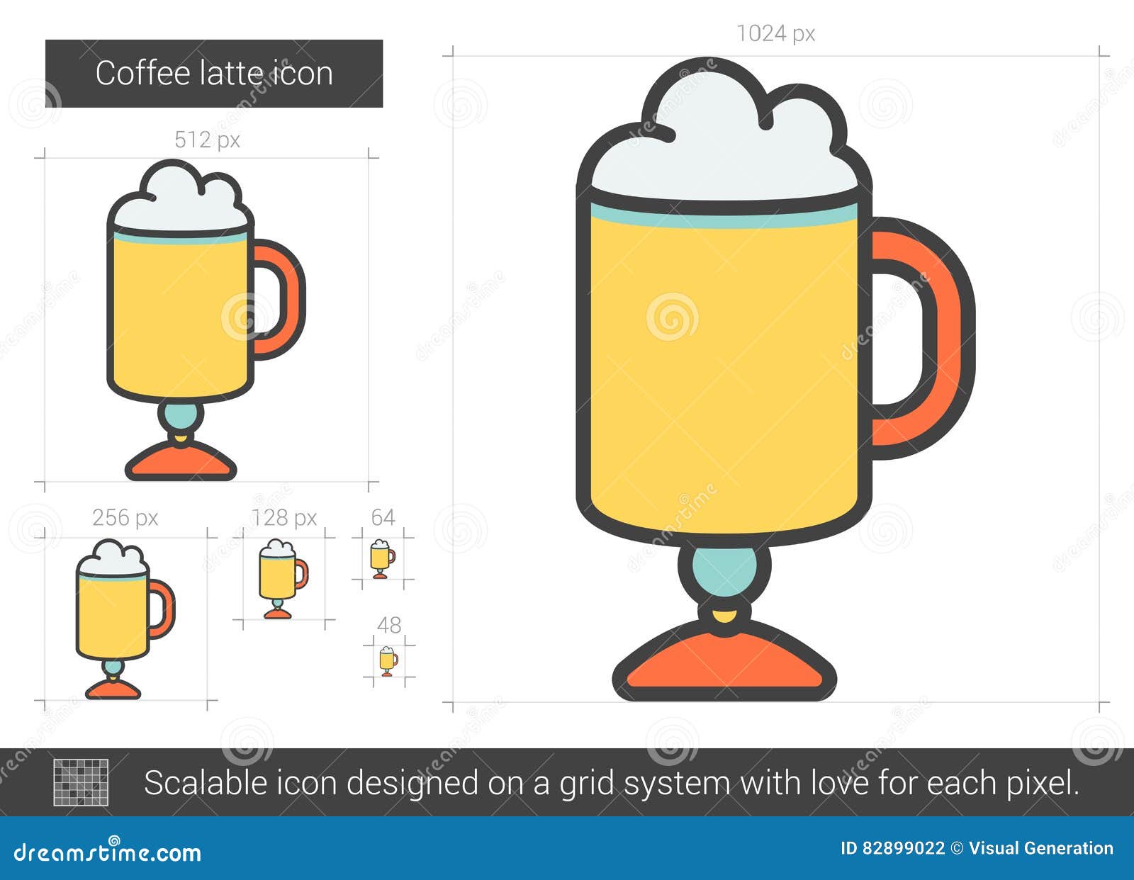 Coffee latte line icon. stock vector. Illustration of background - 82899022