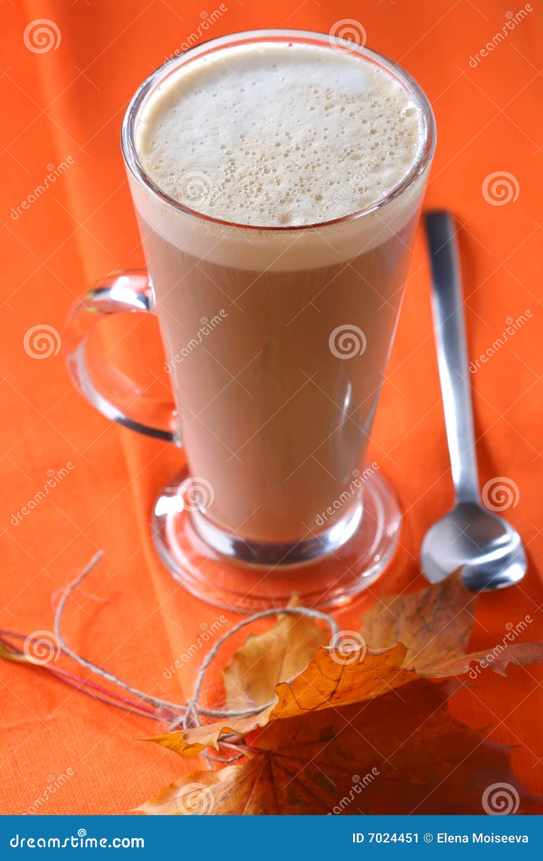Coffee Latte in Orange Fall Autumn Style Stock Image - Image of brewed ...