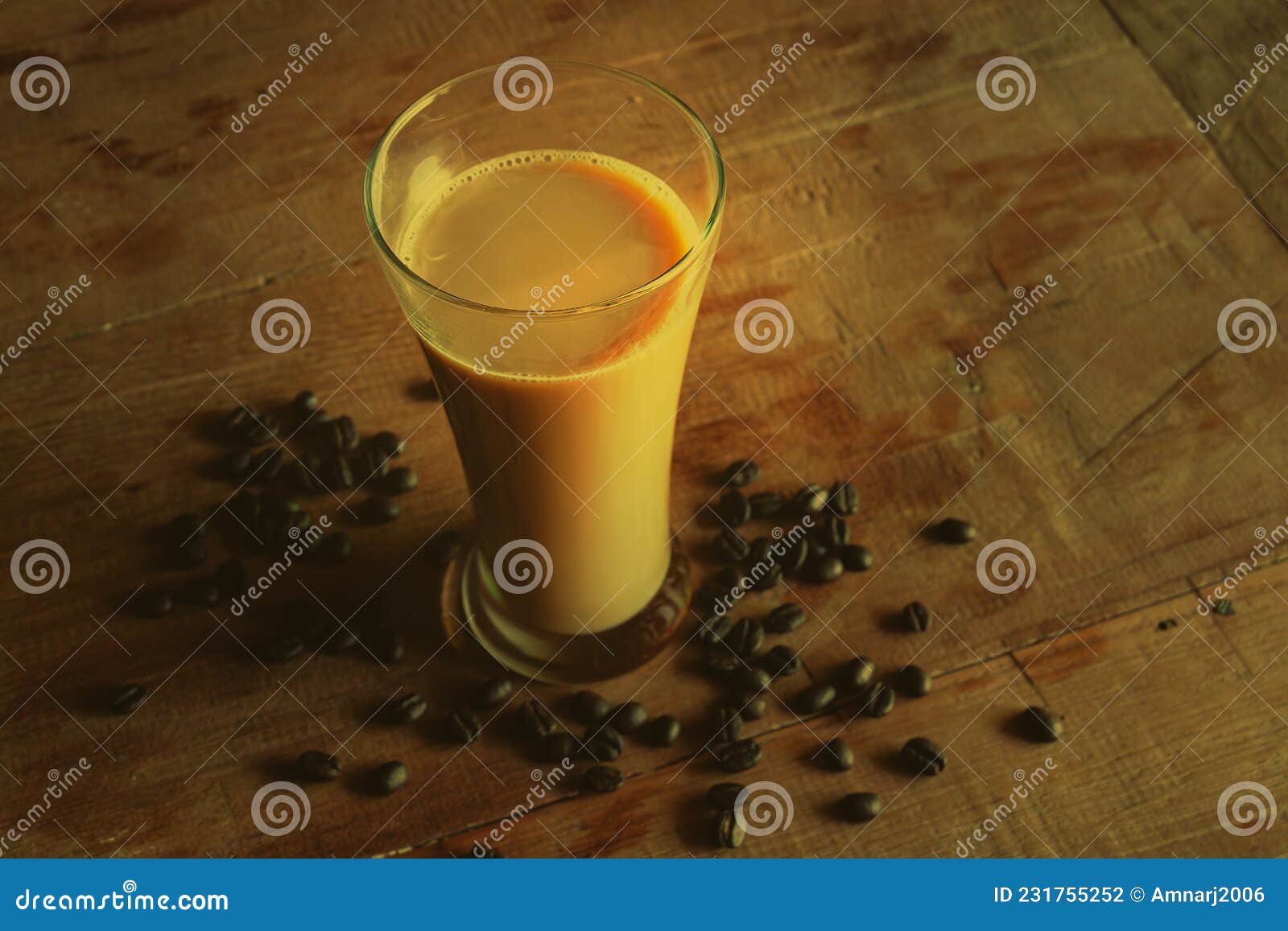 Coffee Latte in Tall Glass, Rustic Style Stock Photo - Image of drink ...