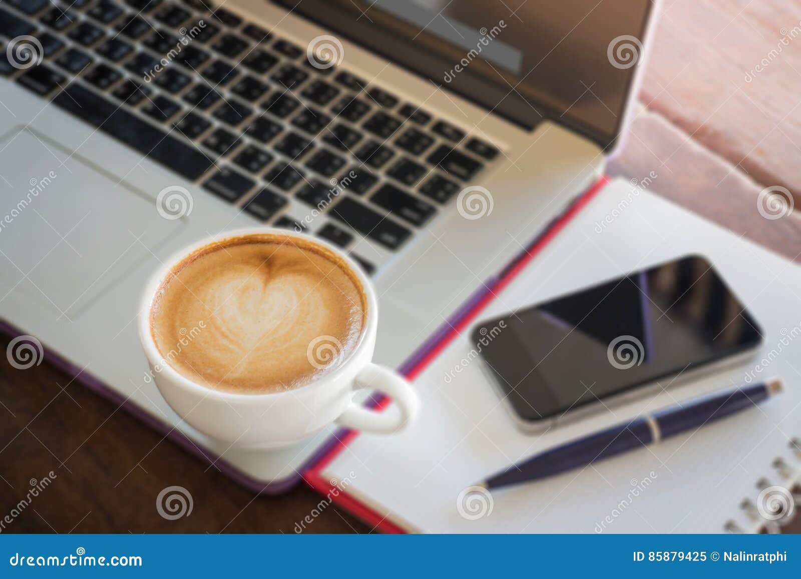 Coffee latte on work table stock image. Image of drinking - 85879425