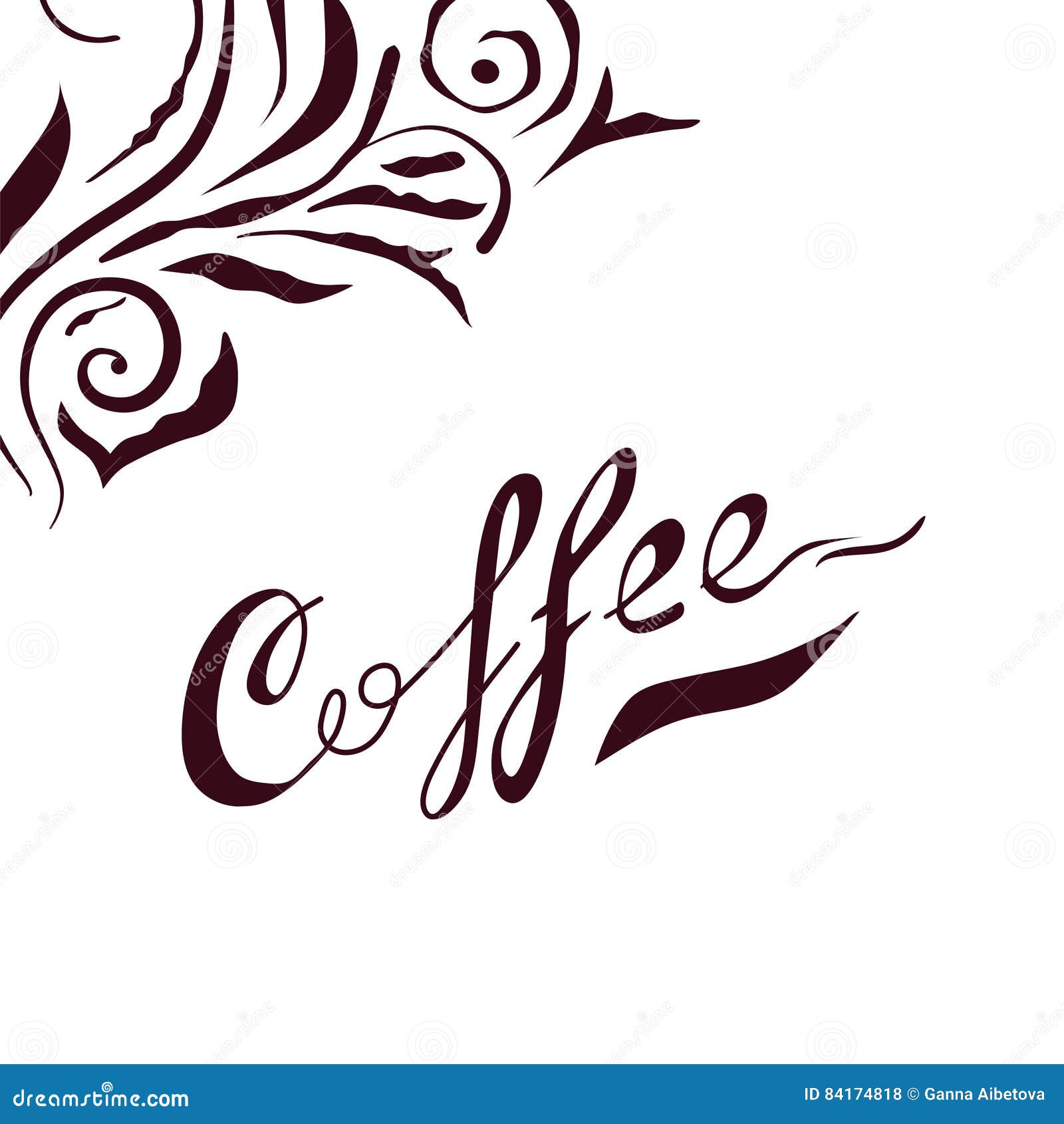 Coffee Lettering. Hand Drawn Letters with Floral Design Elements on ...