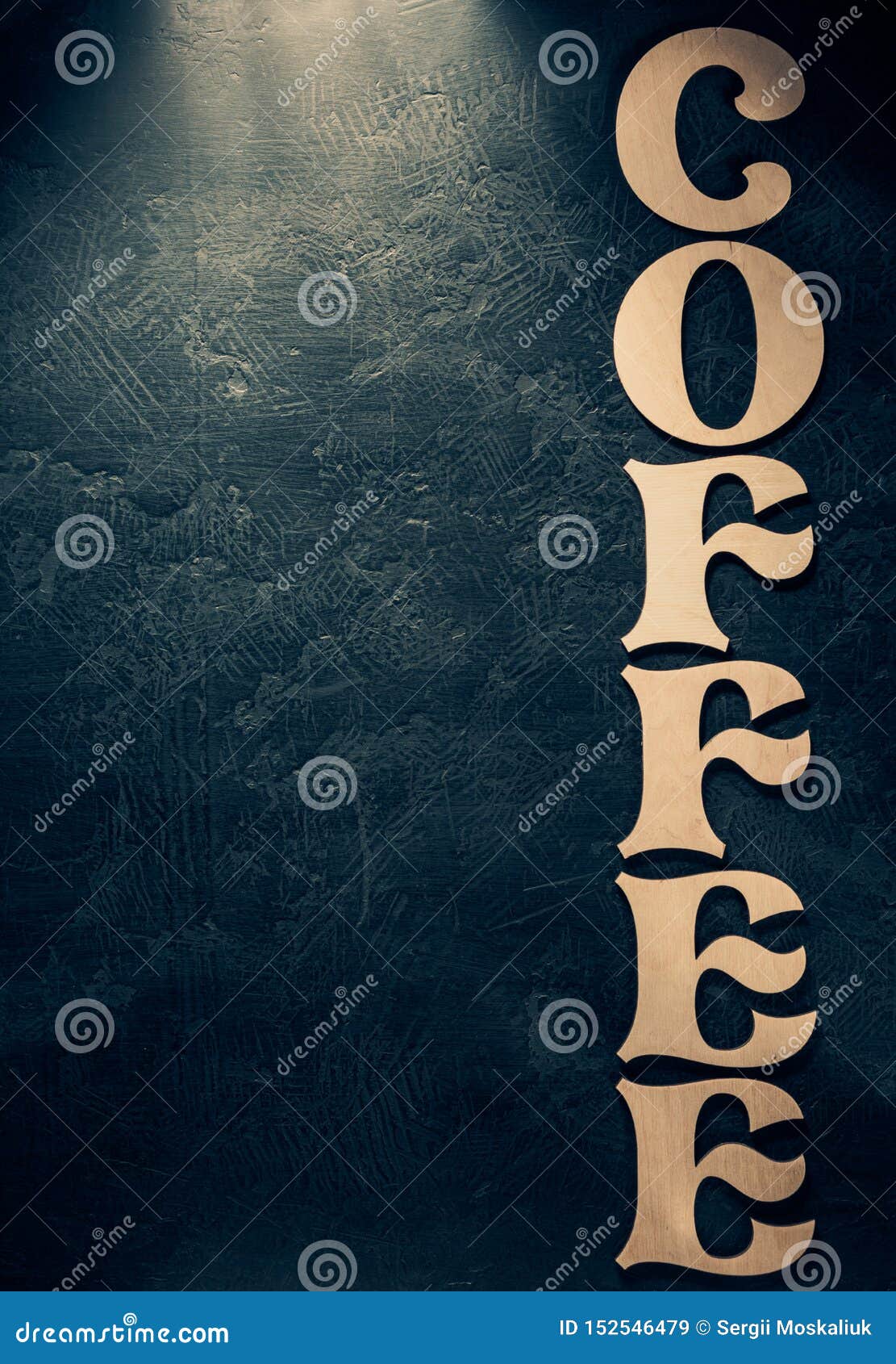 Coffee letters on black stock image. Image of advertisement - 152546479