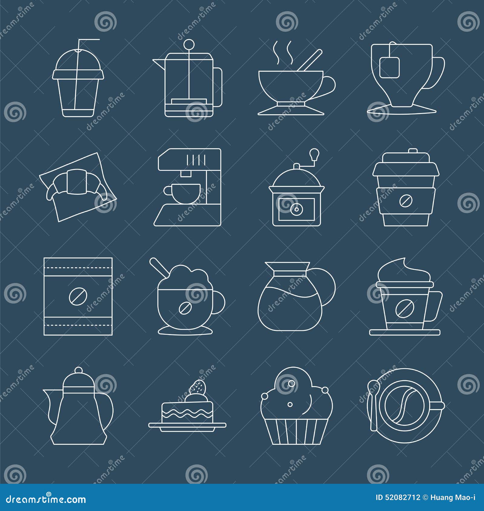 Coffee line icon set stock vector. Illustration of machine - 52082712