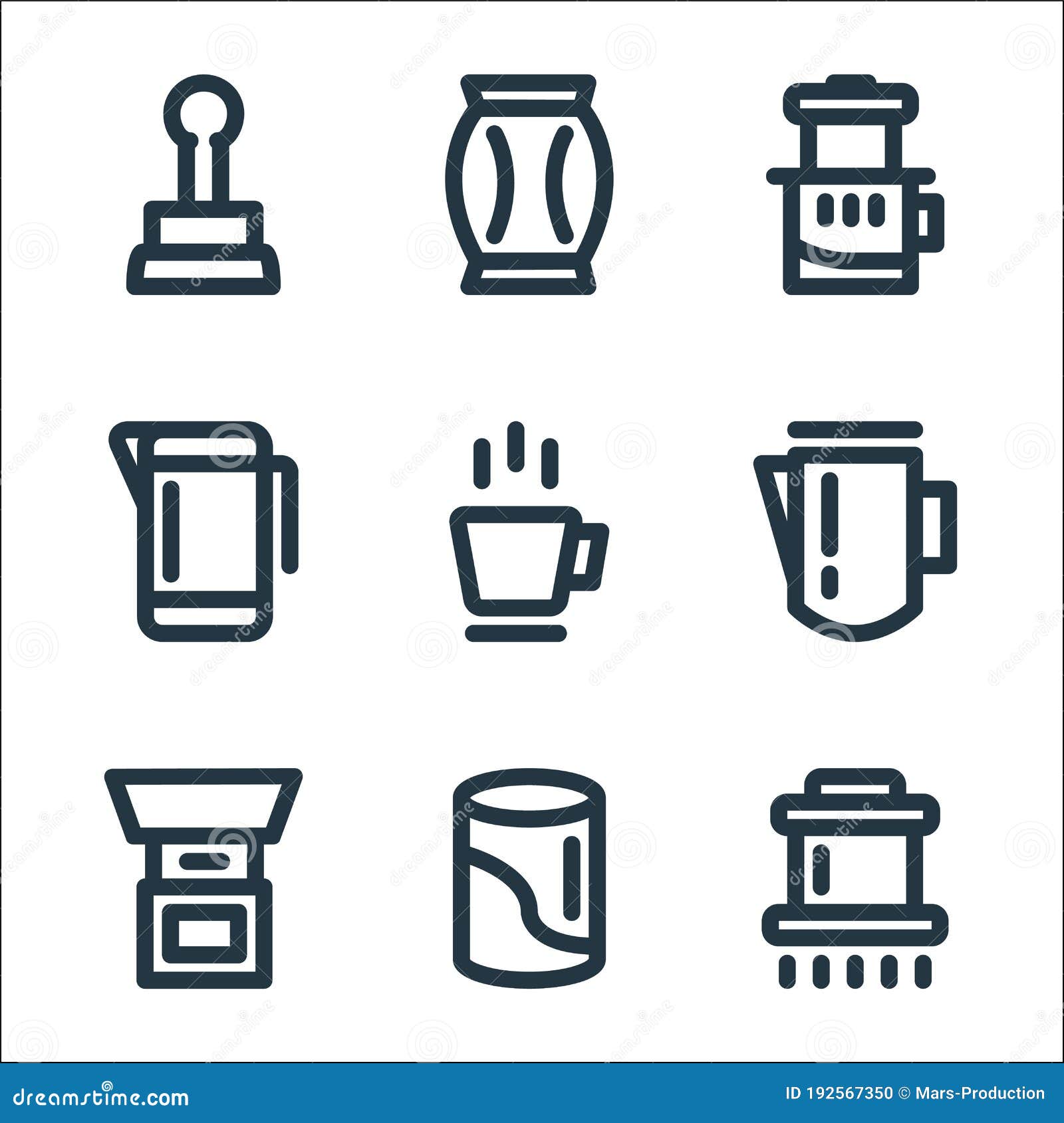 Coffee Line Icons. Linear Set Stock Vector - Illustration of icon ...