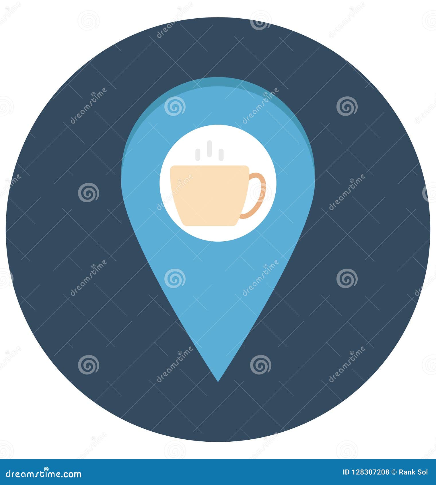 Coffee Location Colored Vector Illustration Stock Vector - Illustration ...