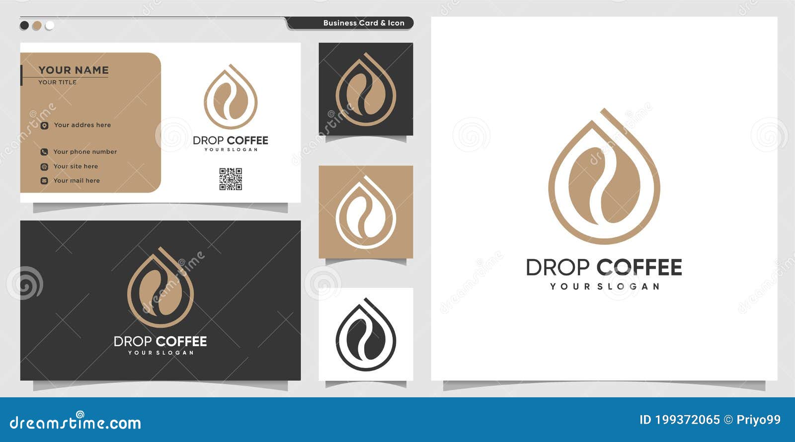 Coffee Logo with Drop Style and Business Card Design Template, Coffee ...
