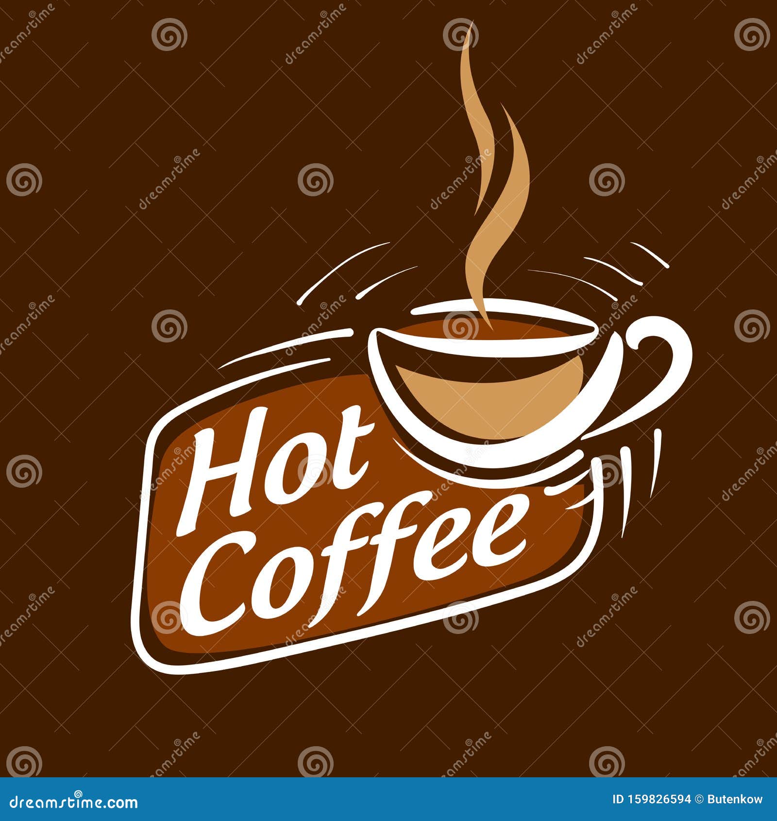 Coffee Logo. Vector Illustration on Brown Background Stock Vector ...