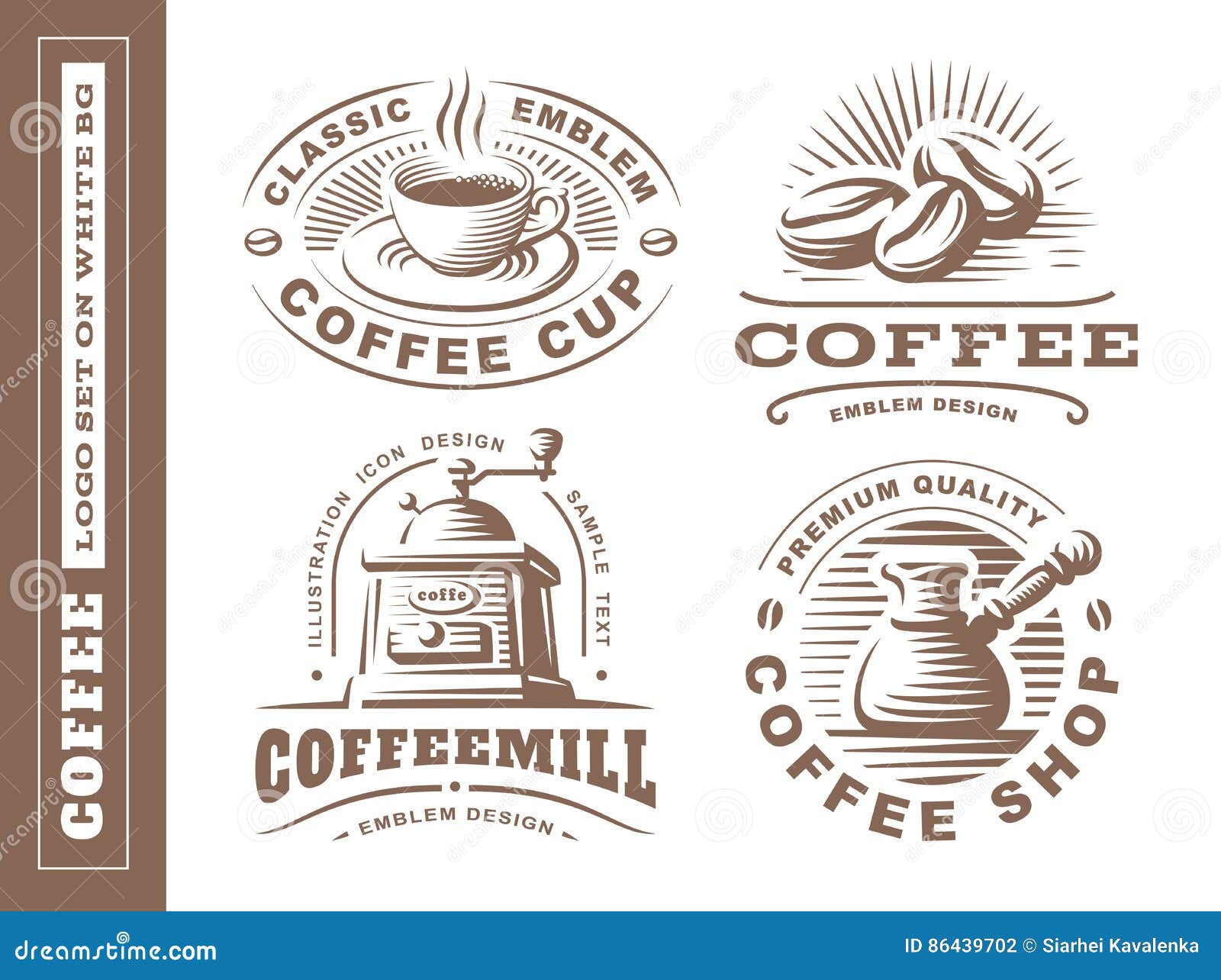 Coffee Logo - Vector Illustration, Emblem Set on White Background Stock ... Coffee Logo - Vector Illustration, Emblem Set on White Background Stock ...