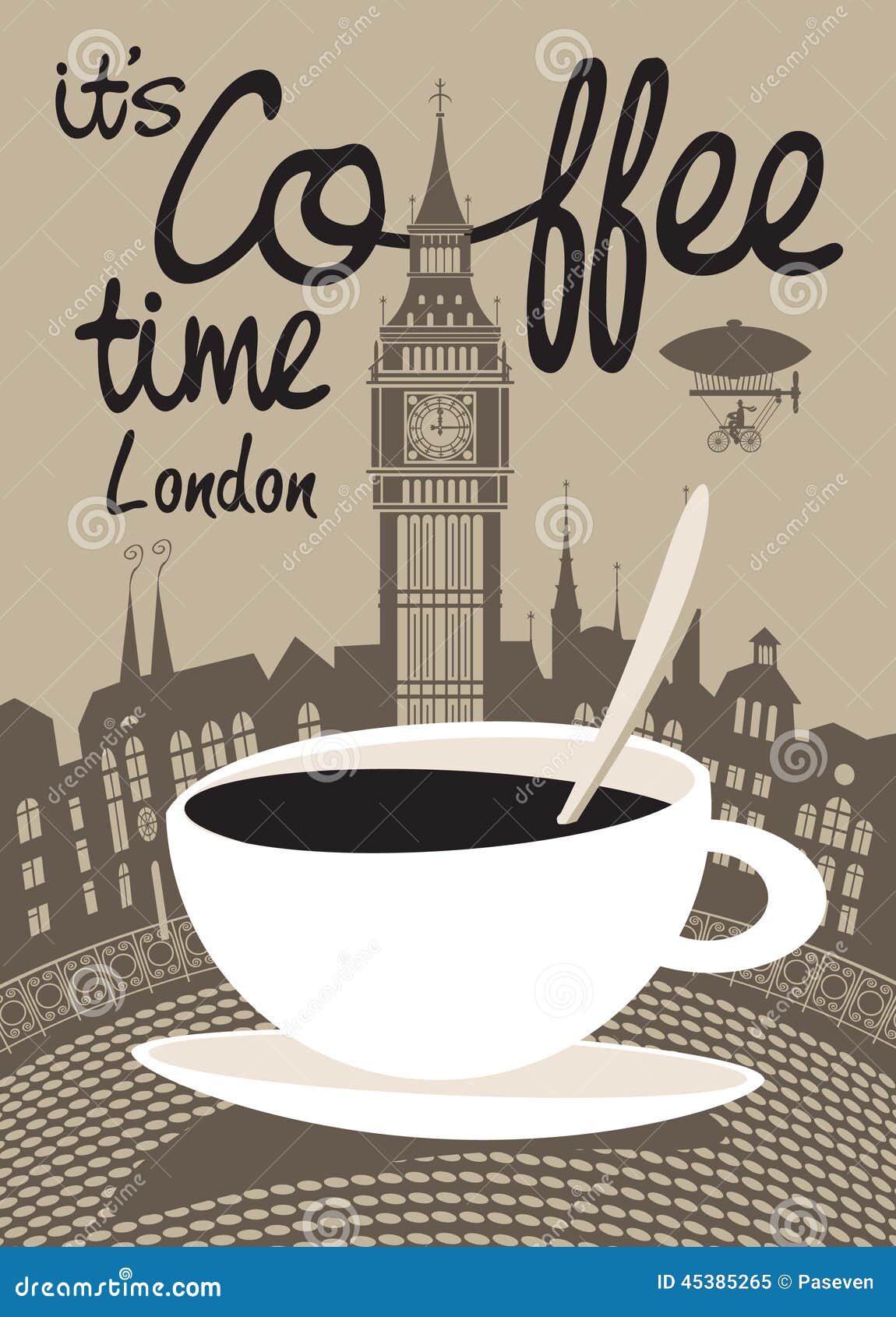 Coffee london stock vector. Illustration of bike, parliament - 45385265