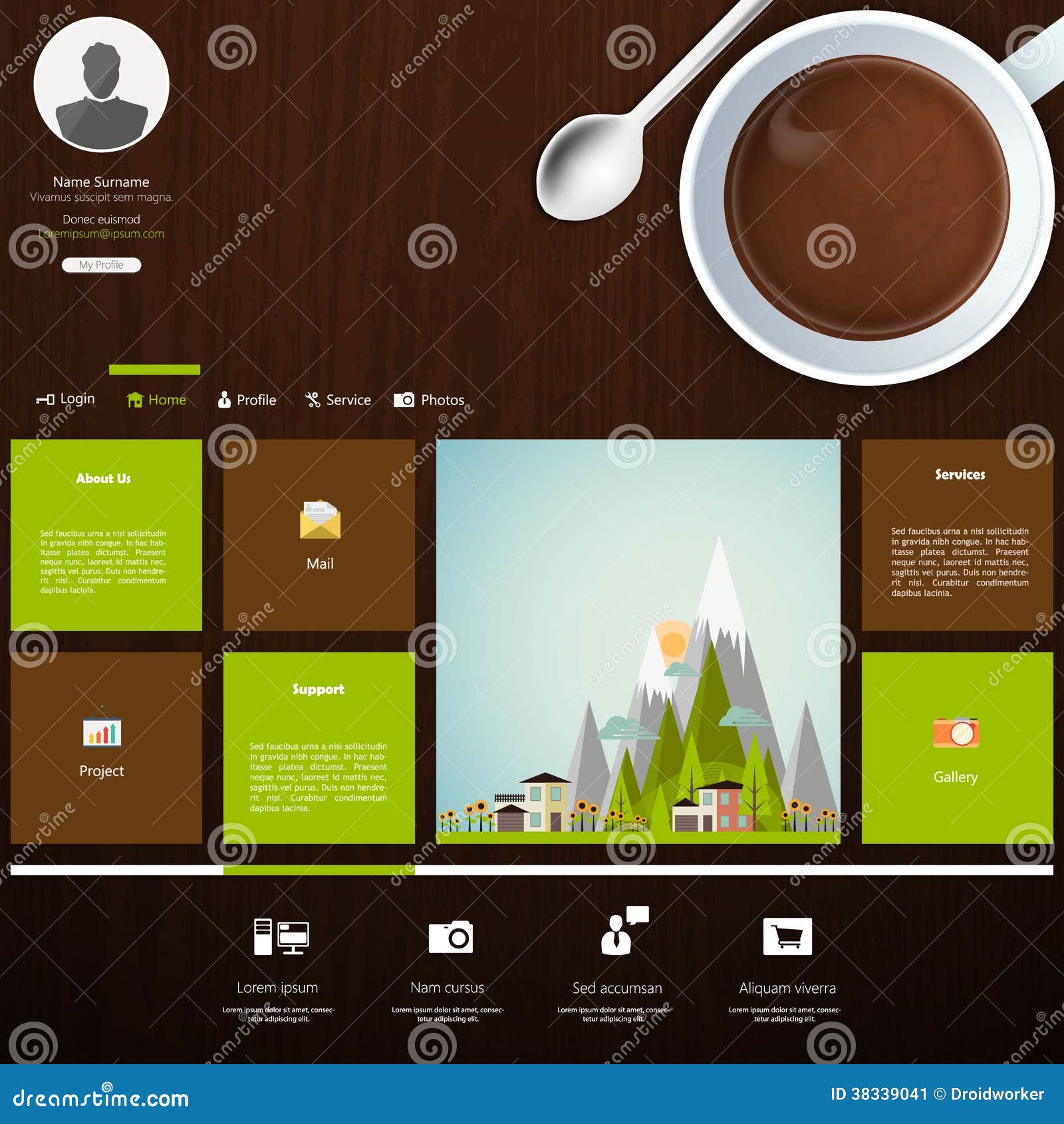 Coffee and Lounge Website Design Template Stock Vector - Illustration ...