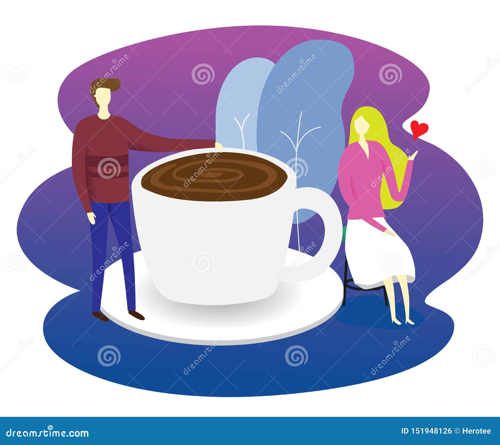 Coffee in love stock vector. Illustration of romantic - 151948126