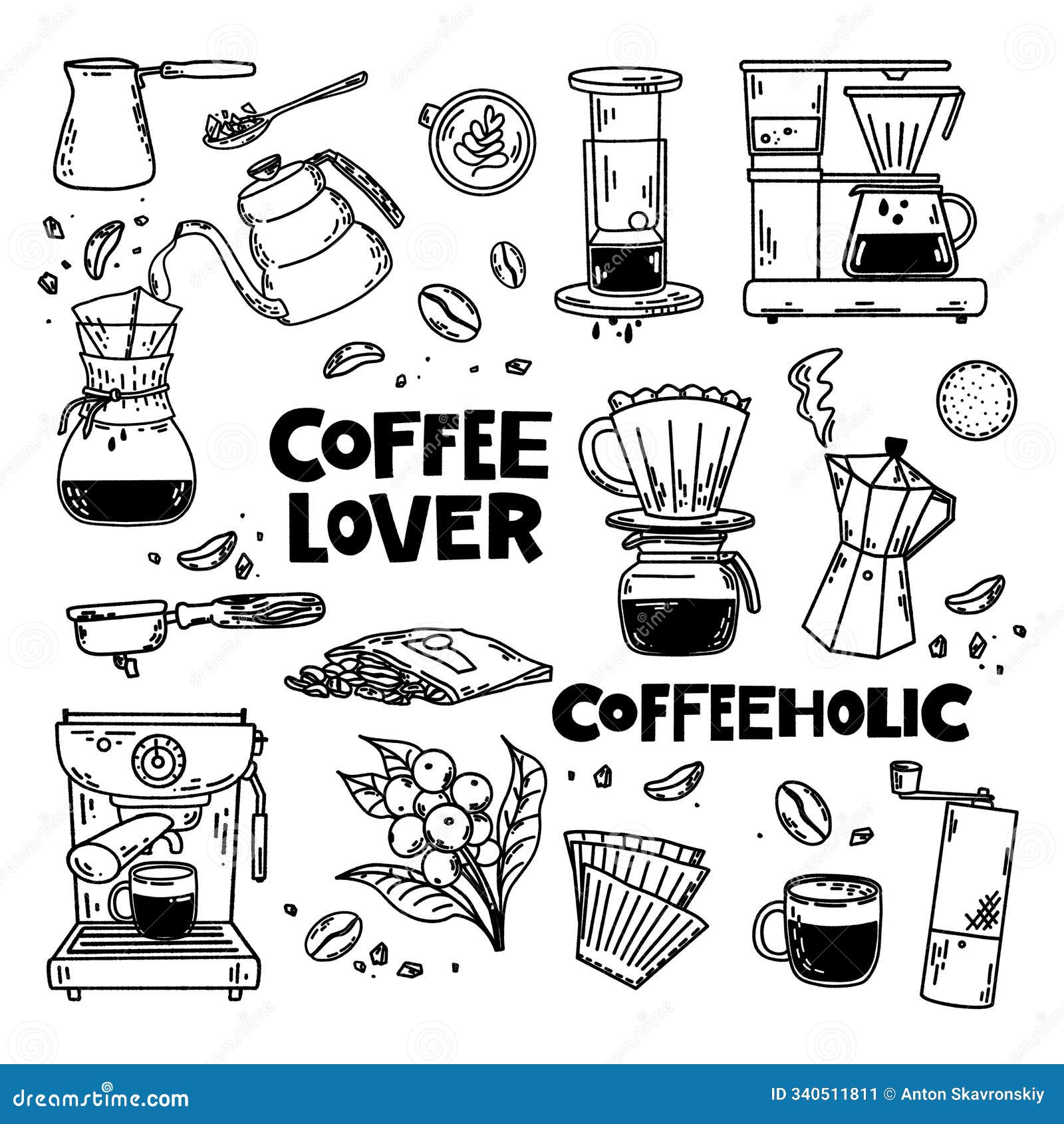 Vector Hand Drawn Doodle Sketch Coffee Lover Stock Illustration ...