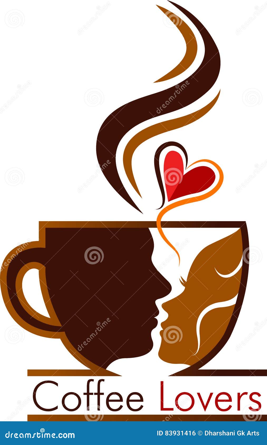 Coffee For Lovers, Vector Illustration Of Two Coffees With Hearts ...
