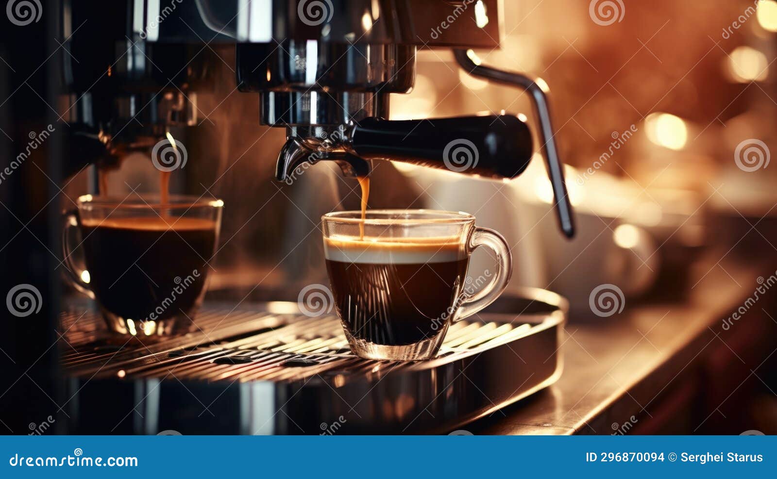 Coffee Machine in the Cafe with a Cup of Coffee, AI Stock Photo - Image ...