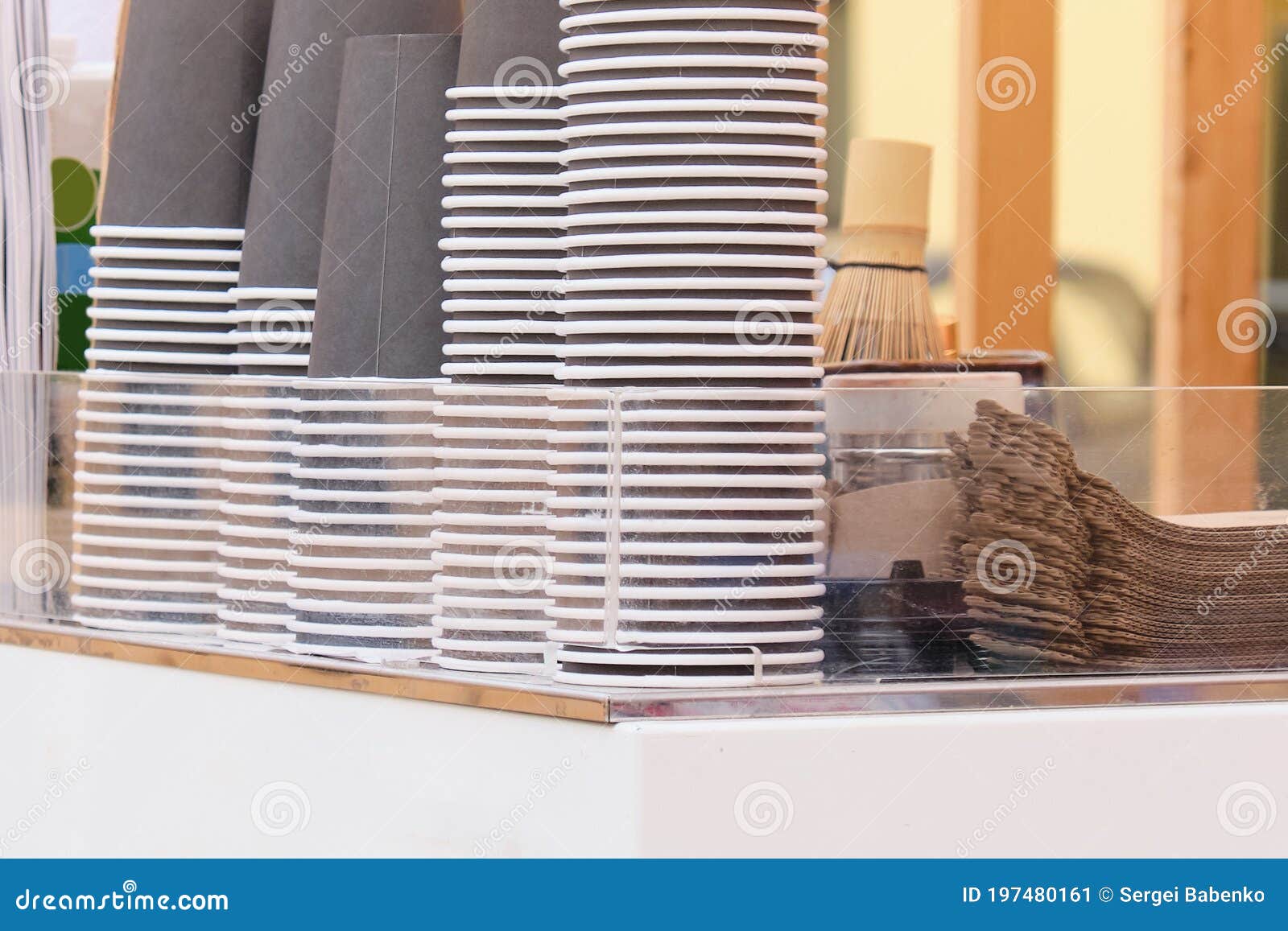 A Coffee Machine with Cardboard Cups on it Stock Image - Image of ...