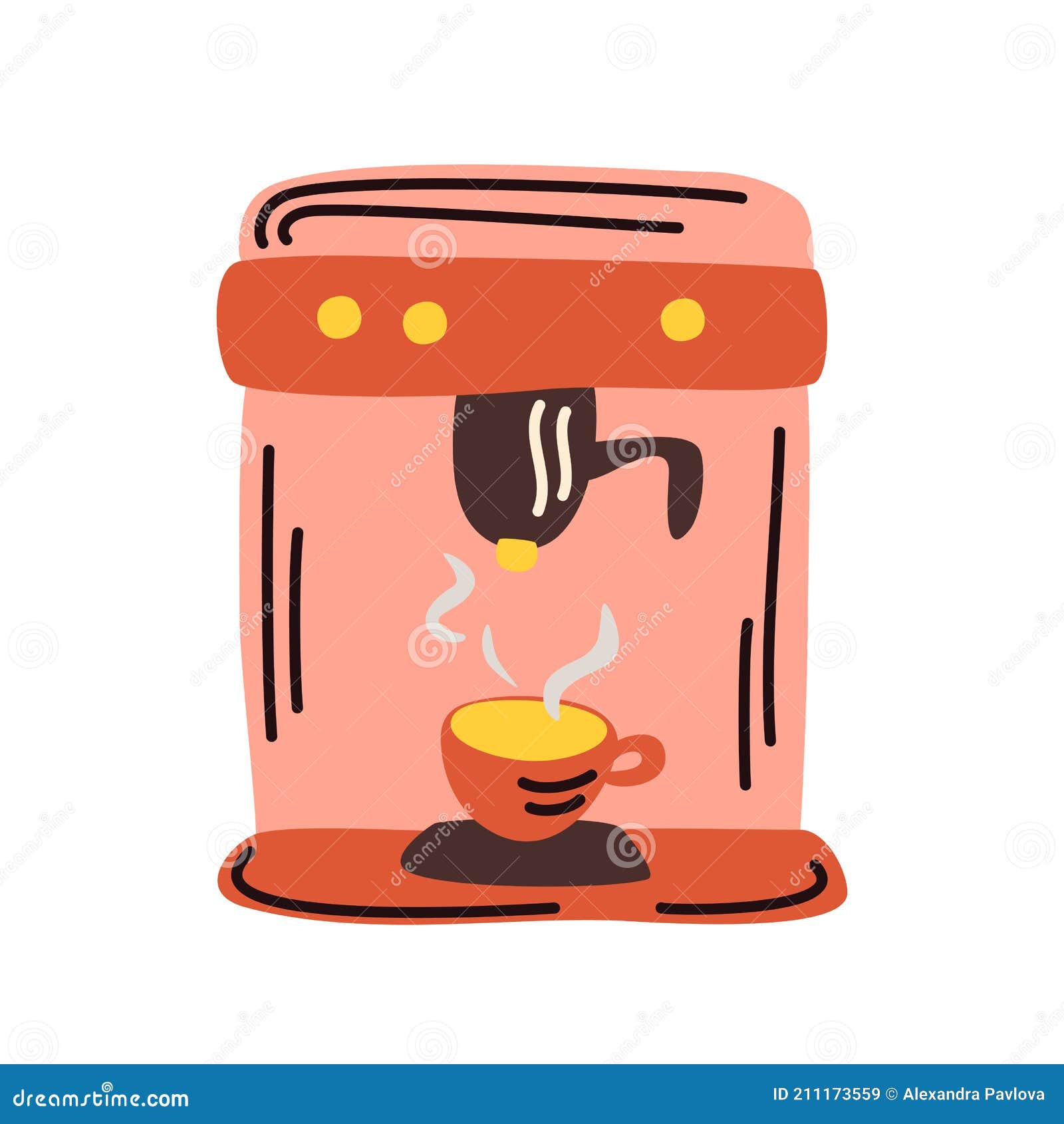 Coffee Machine Cartoon Vector Illustration. Front View of Coffee ...