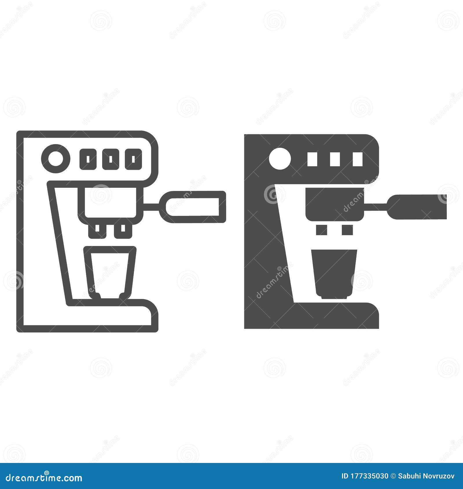 Coffee Machine and Cup Line and Solid Icon. Kitchenware for Making Hot ...